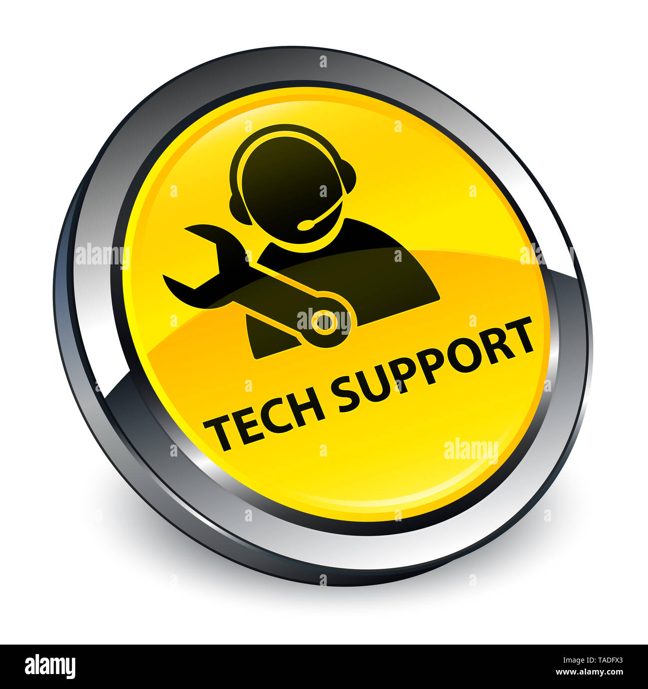 Tech support isolated on 3d yellow round button abstract illustration ...