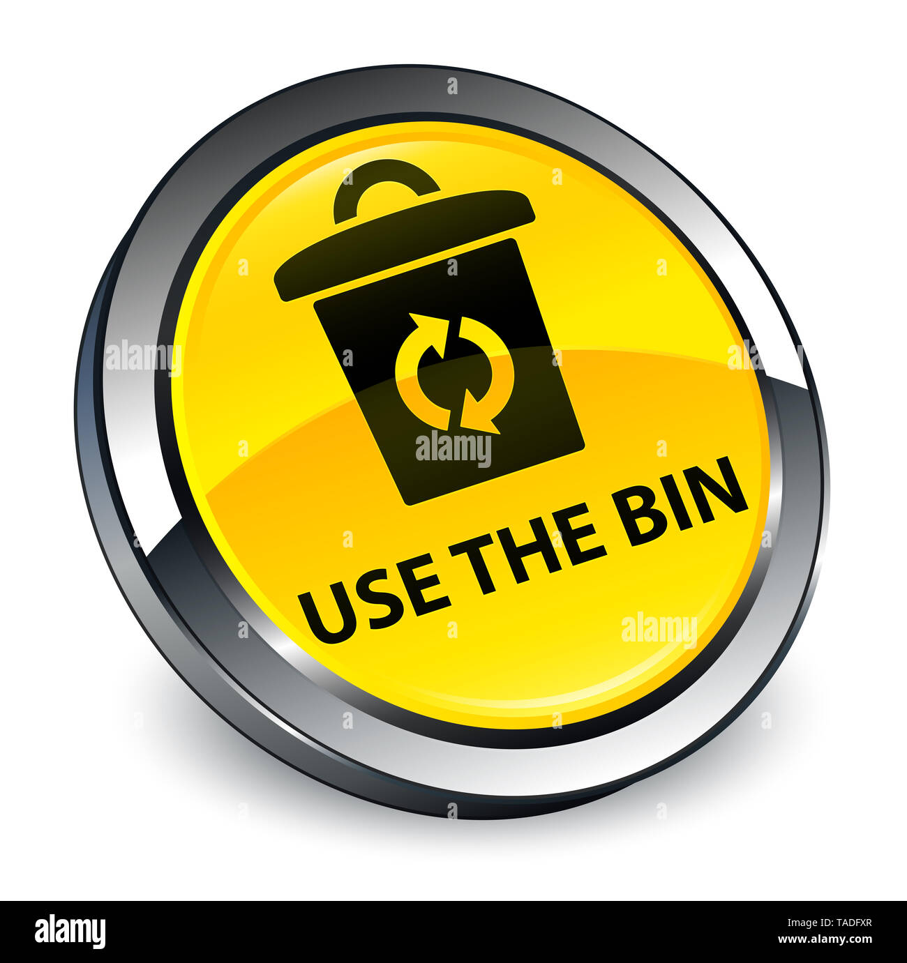 Use the bin isolated on 3d yellow round button abstract illustration ...
