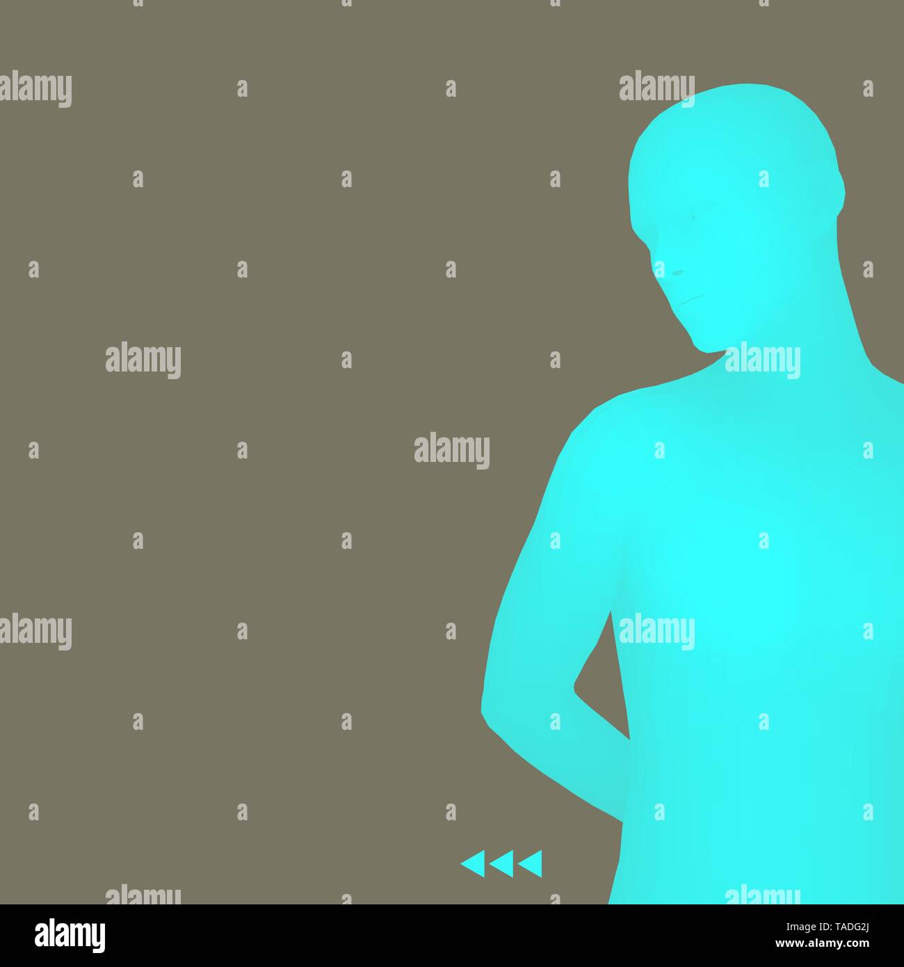 Man in a Thinker Pose. 3D Model of Man. Business, Science, Psychology ...