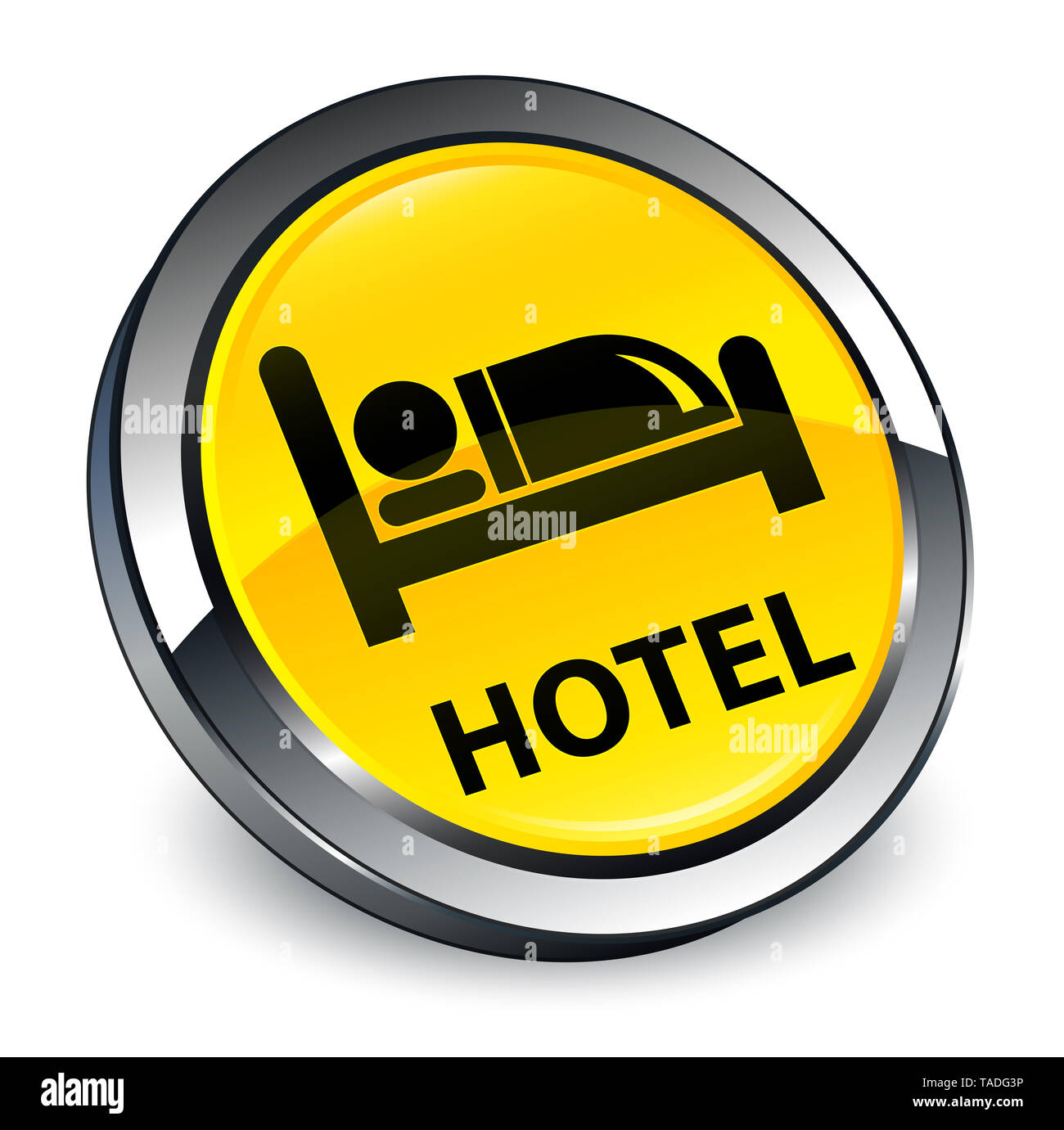 Hotel isolated on 3d yellow round button abstract illustration Stock ...