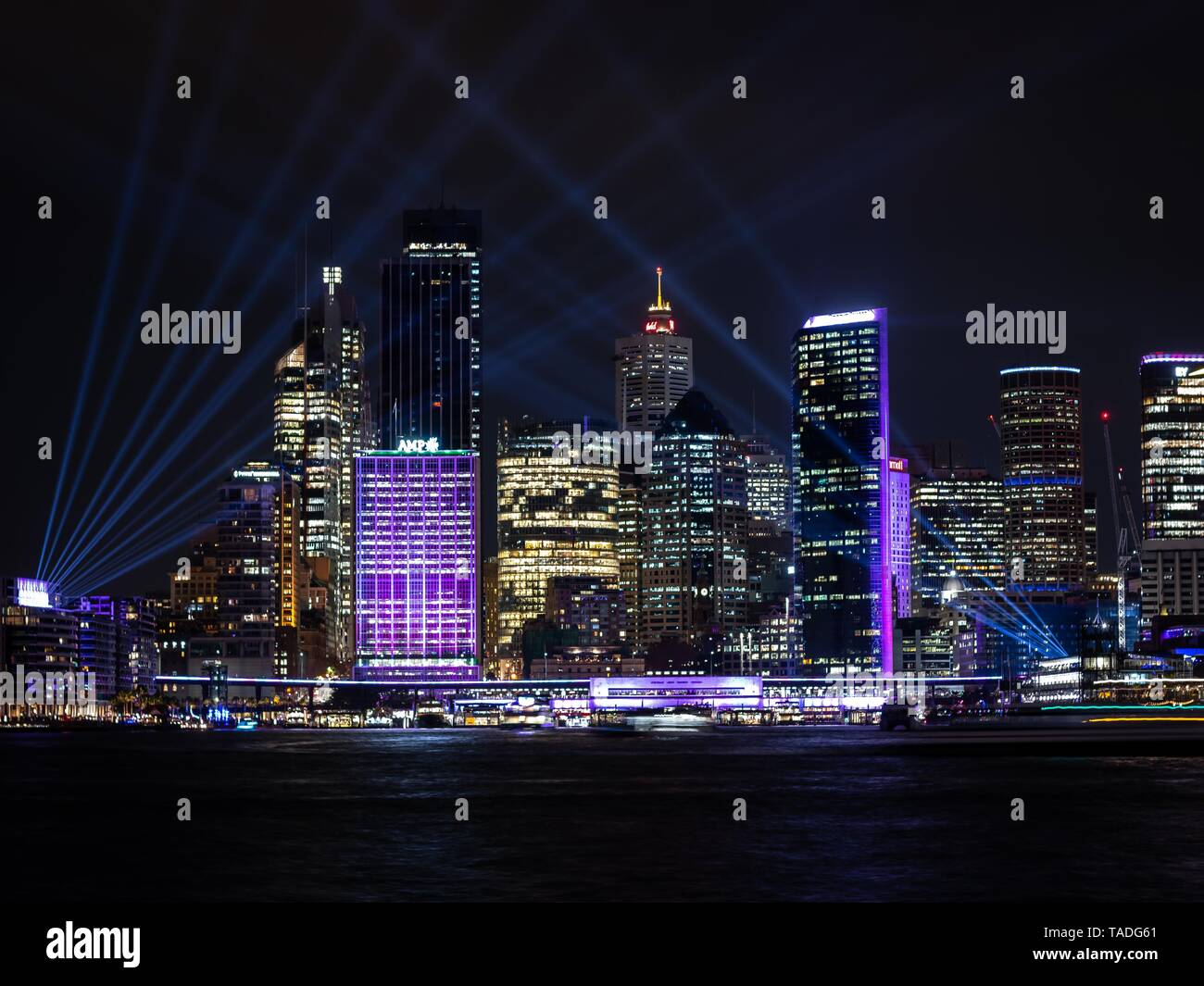 The beautiful urban city lights at night Stock Photo - Alamy