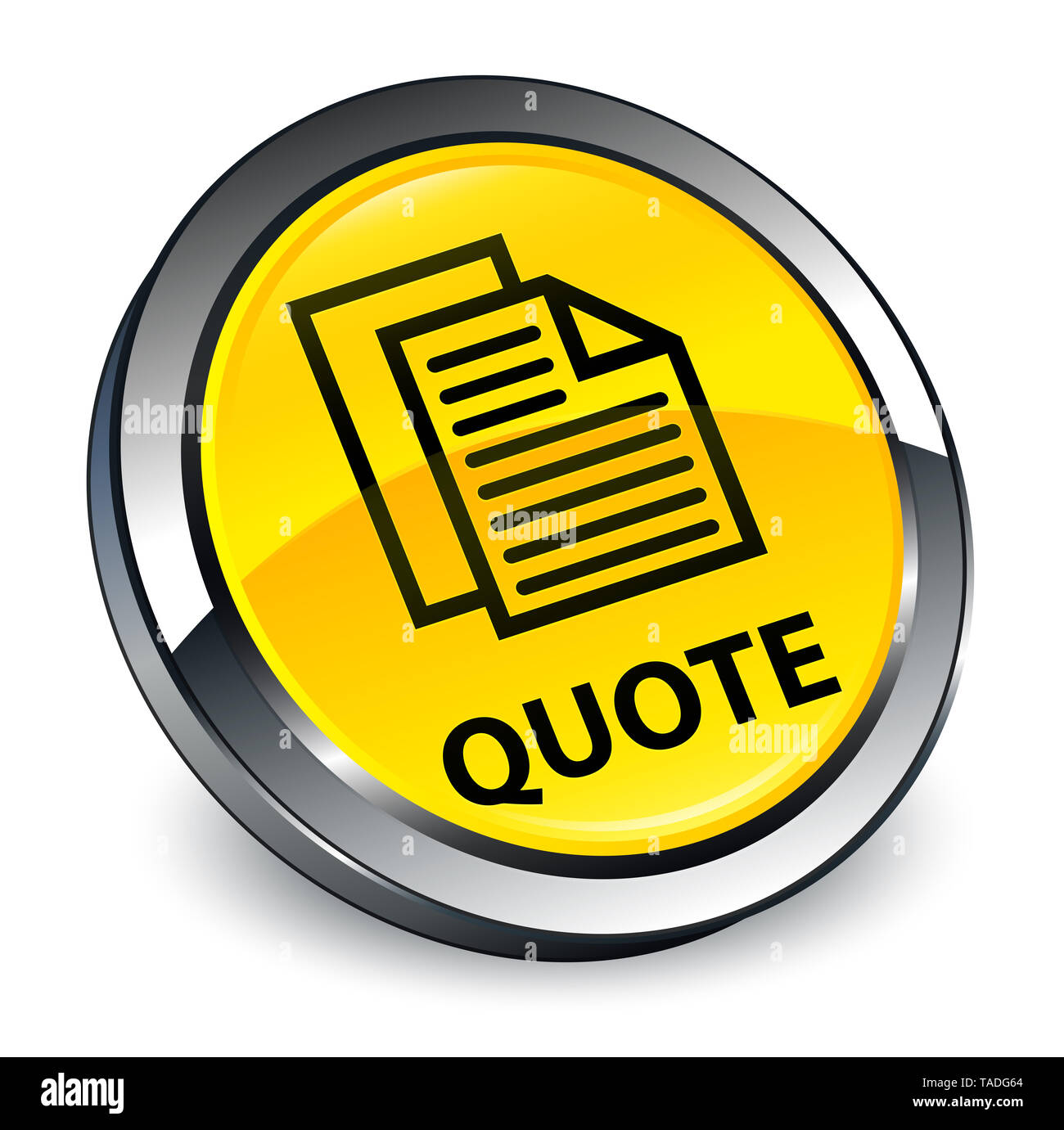 Quote (document pages icon) isolated on 3d yellow round button abstract ...