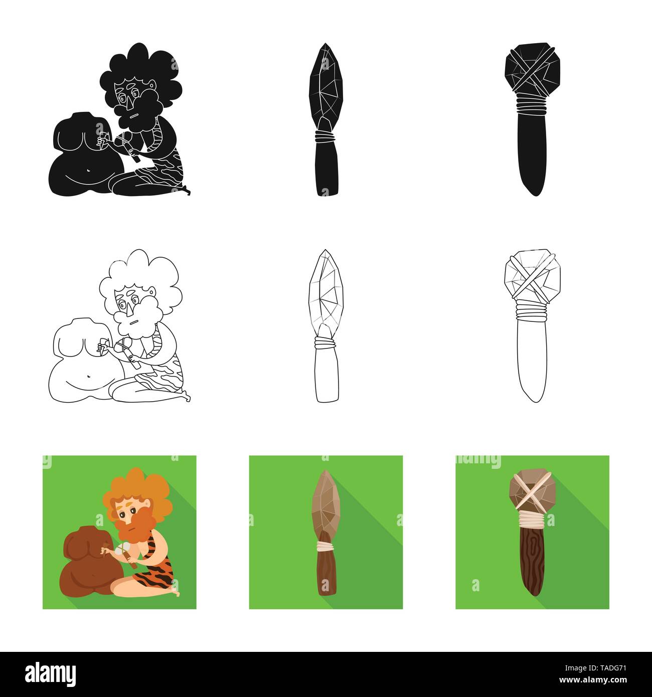 Vector illustration of evolution and prehistory sign. Collection of ...