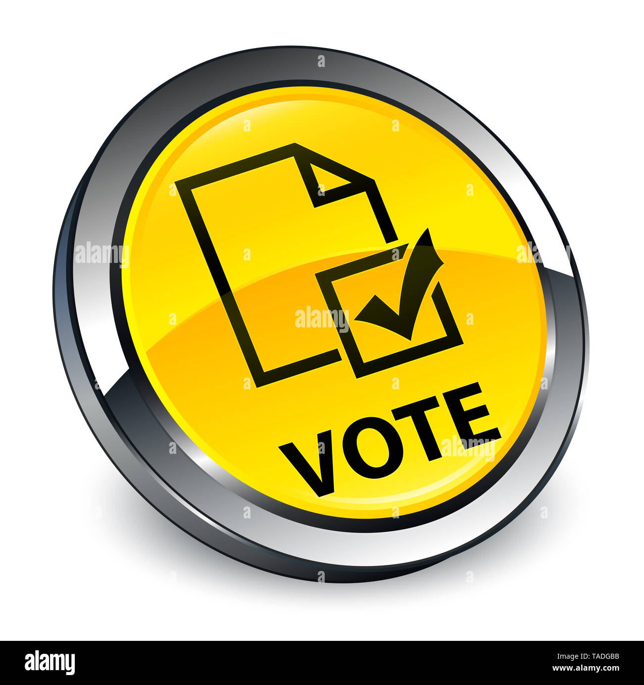 Vote (survey icon) isolated on 3d yellow round button abstract ...