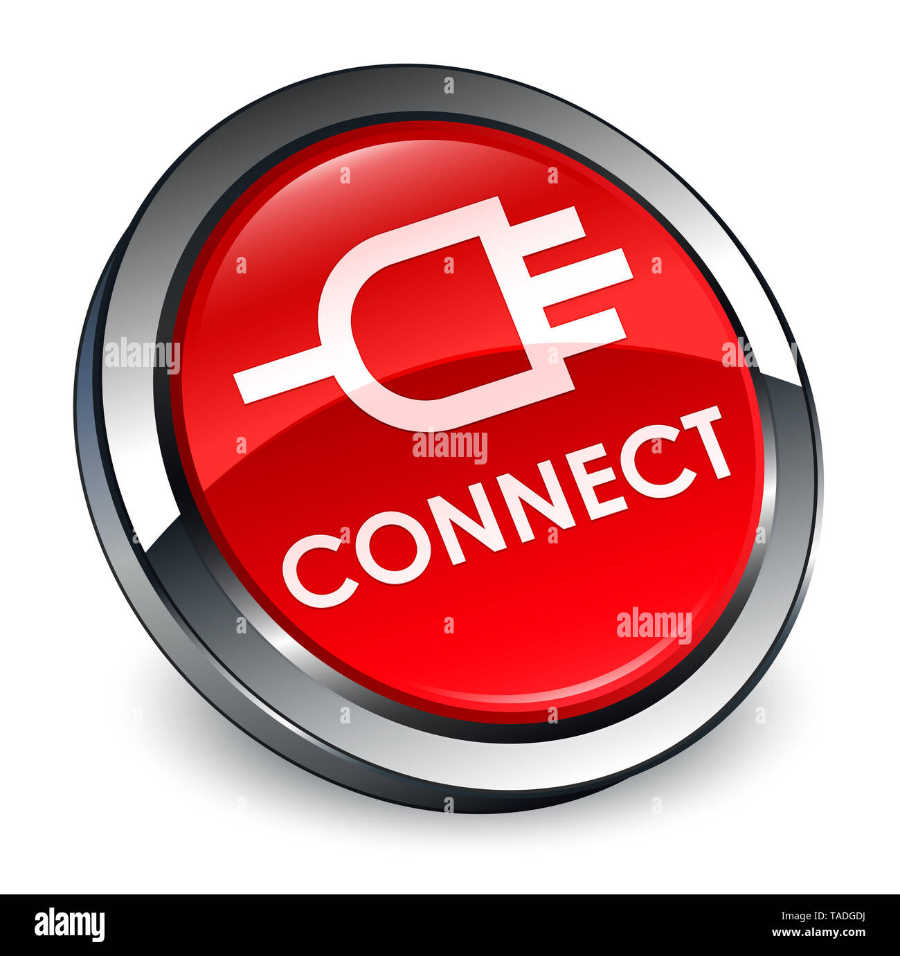 Connect isolated on 3d red round button abstract illustration Stock ...