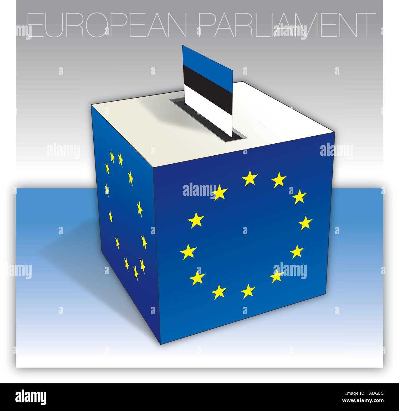 Estonia voting box, European parliament elections, flag and national ...