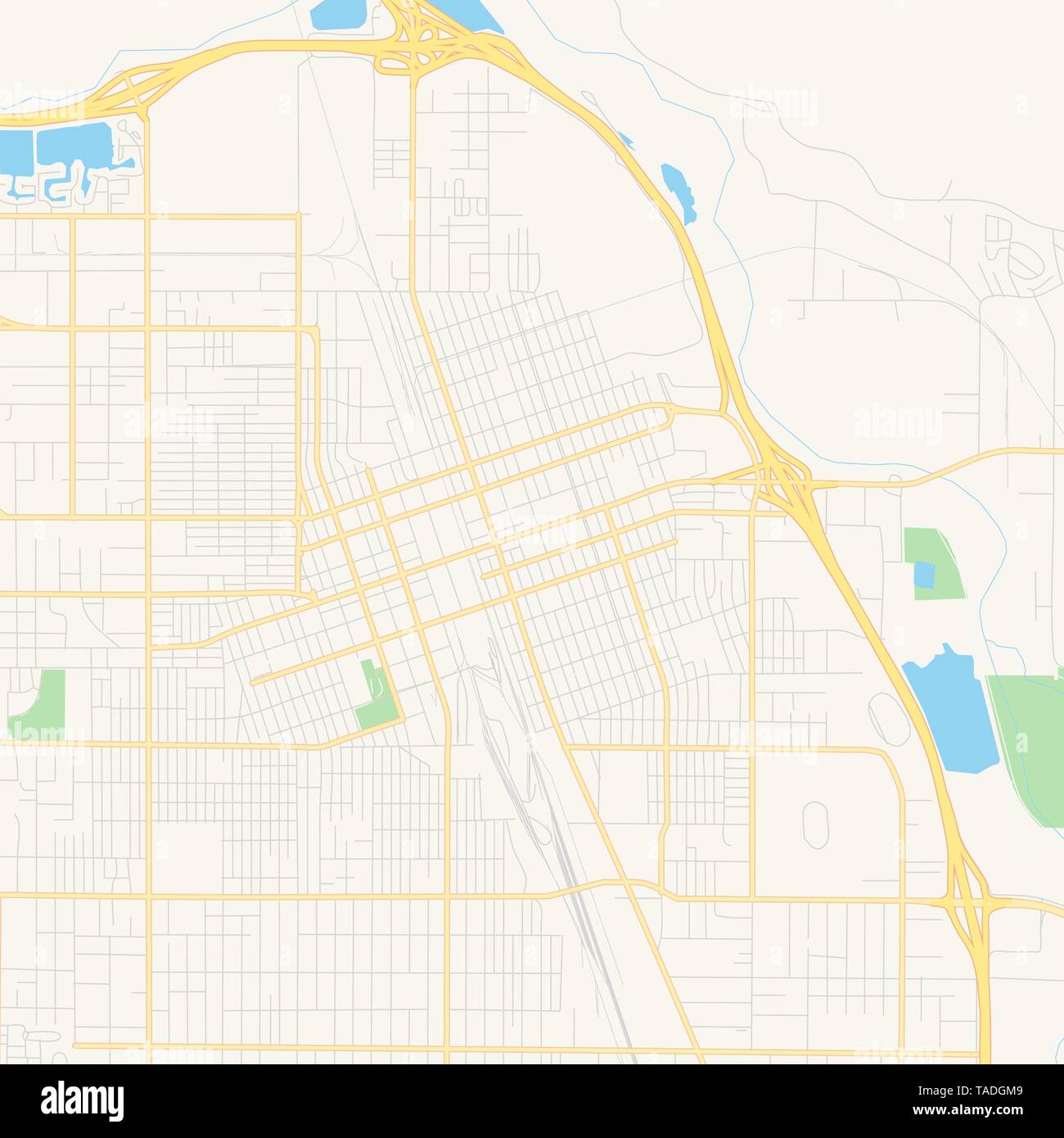Empty vector map of Yakima, Washington, USA, printable road map created ...