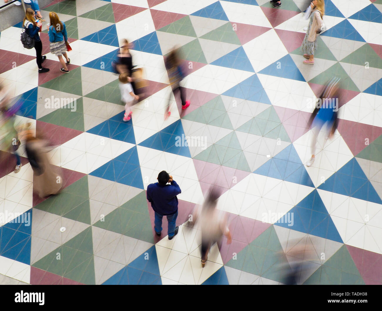 Aerial view of crowd. Long exposure. Motion blur Stock Photo - Alamy