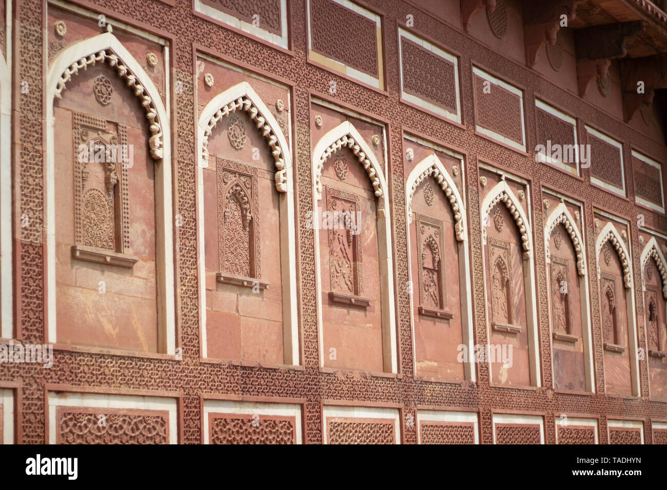 Art work on the walls of the Red Fort in Agra, India, UNESCO World ...