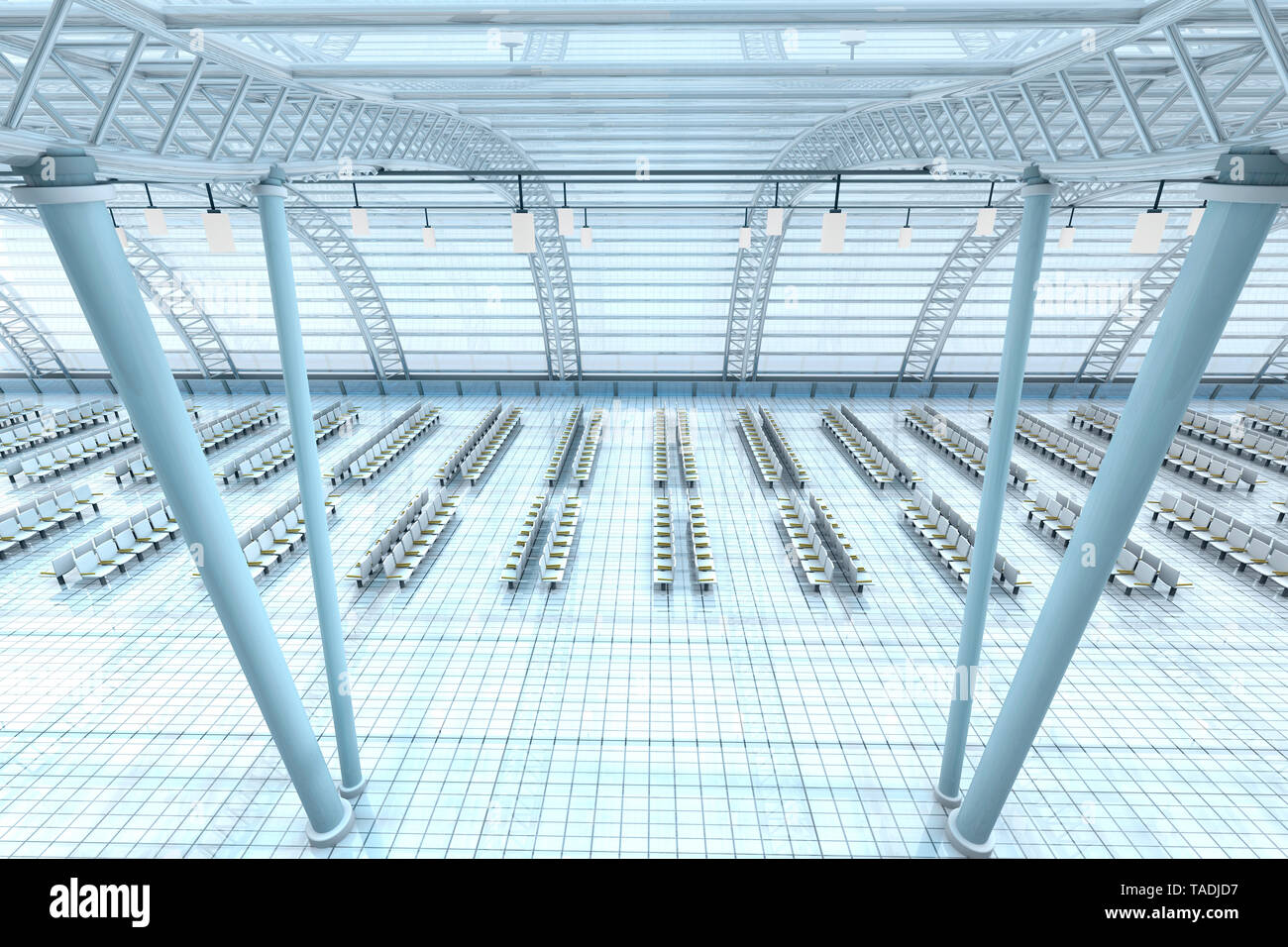 3D Rendered Illustration, Architecture visualization of an airport ...