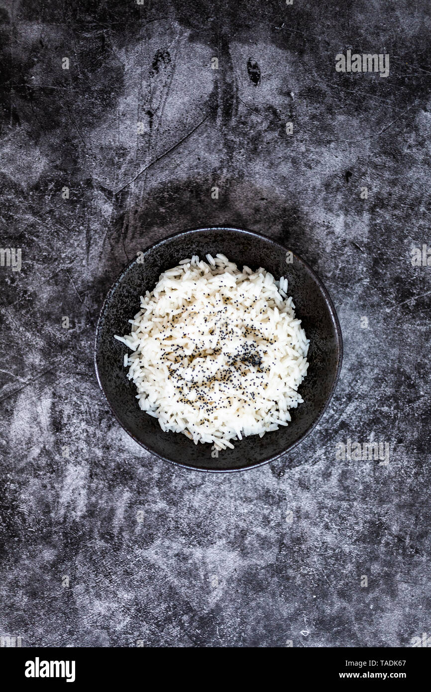 Rice in bowl, from above Stock Photo - Alamy