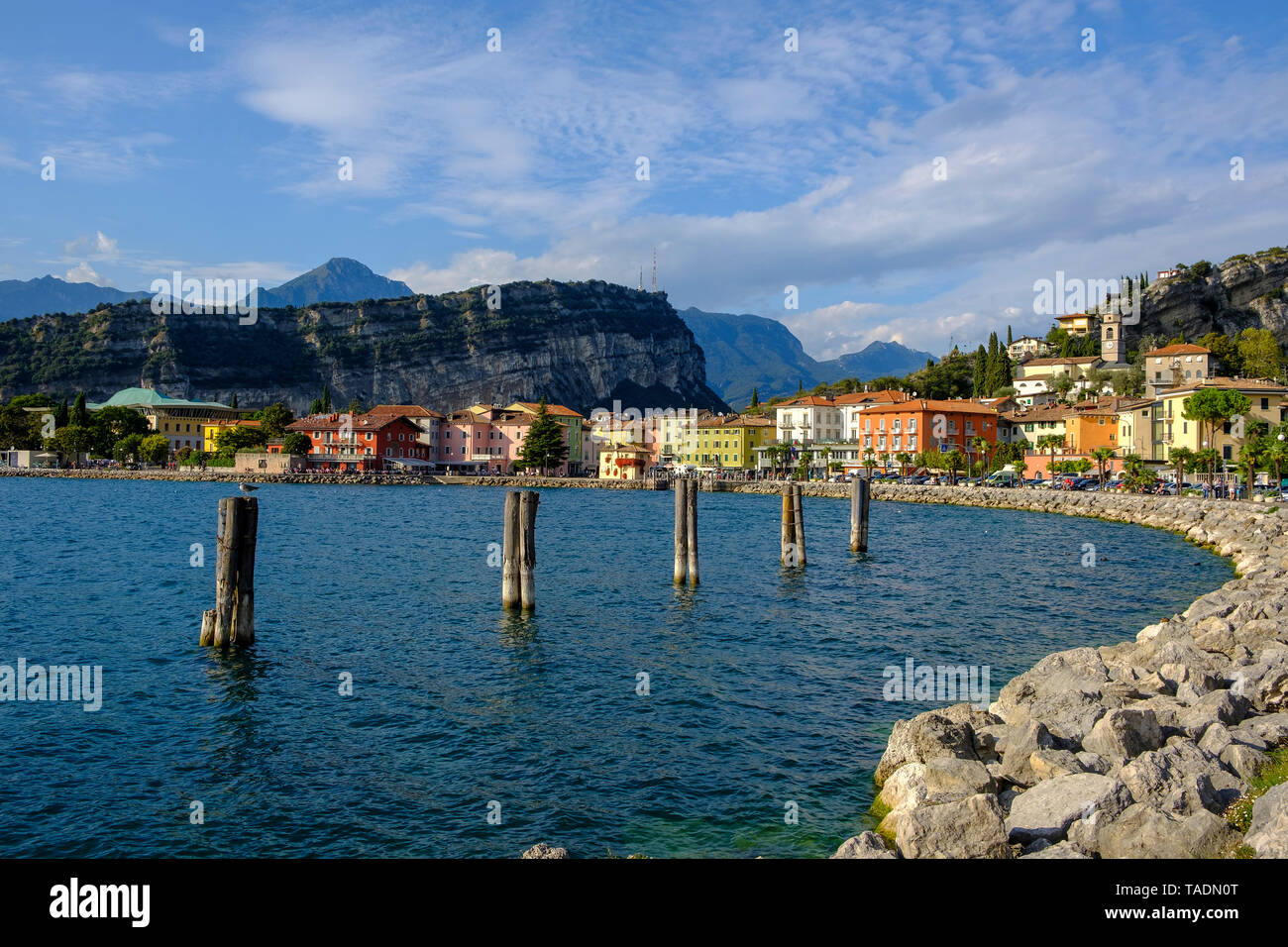 Italy, Trentino, Lake Garda, Torbole, waterfront promenade Stock Photo ...