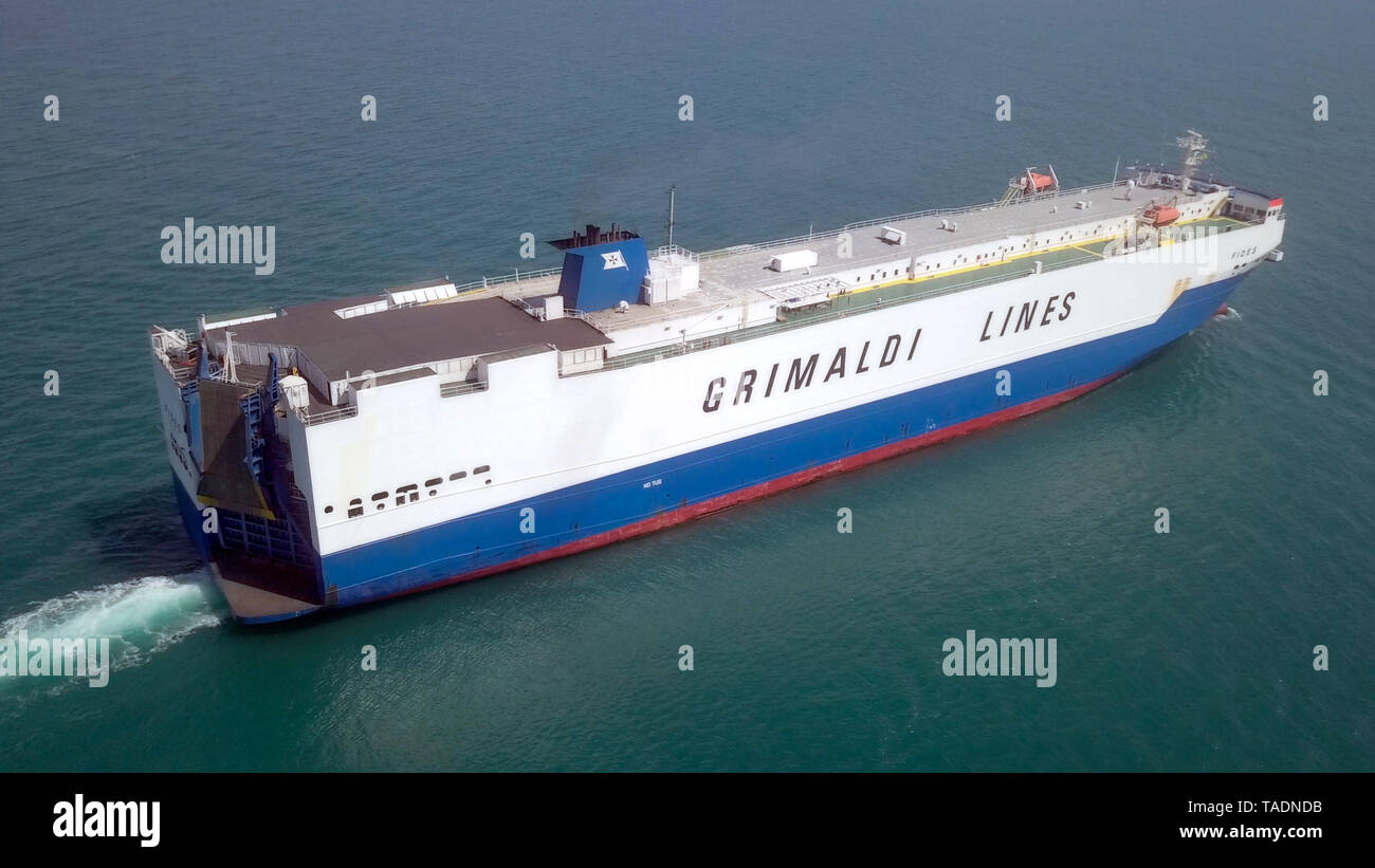 Aerial image of a Large RoRo (Roll on/off) Vehicle carrier vessel ...