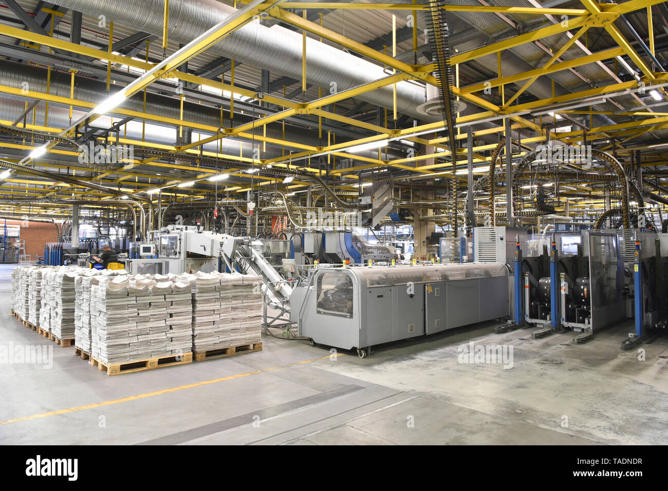 Machines for transport and sorting plant in a printing shop Stock Photo ...