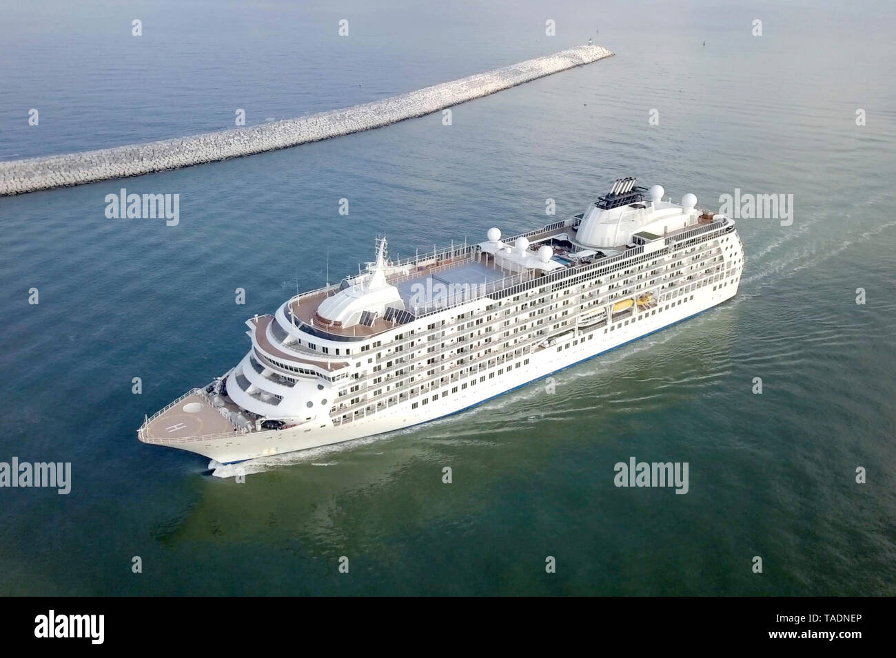 Large cruise ship at sea - Aerial image Stock Photo - Alamy