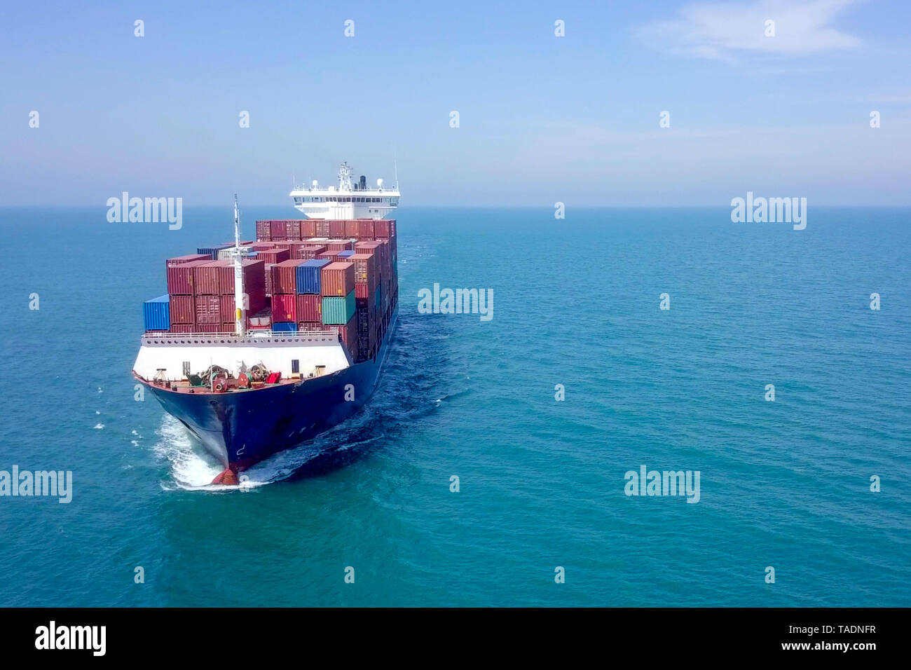 Ultra large container vessel (ULCV) at sea - Aerial image Stock Photo ...