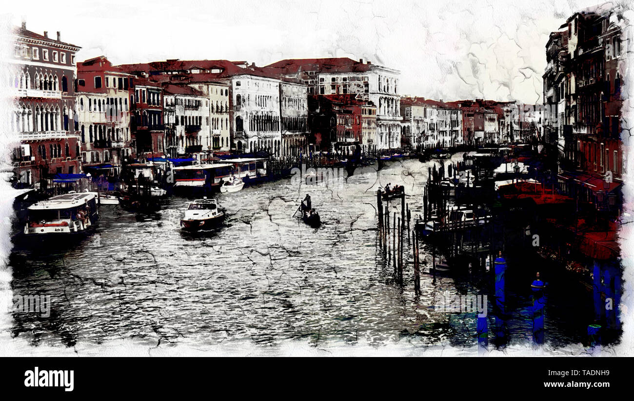 Romantic scenery of Venice, Italy. Computer painting Stock Photo - Alamy