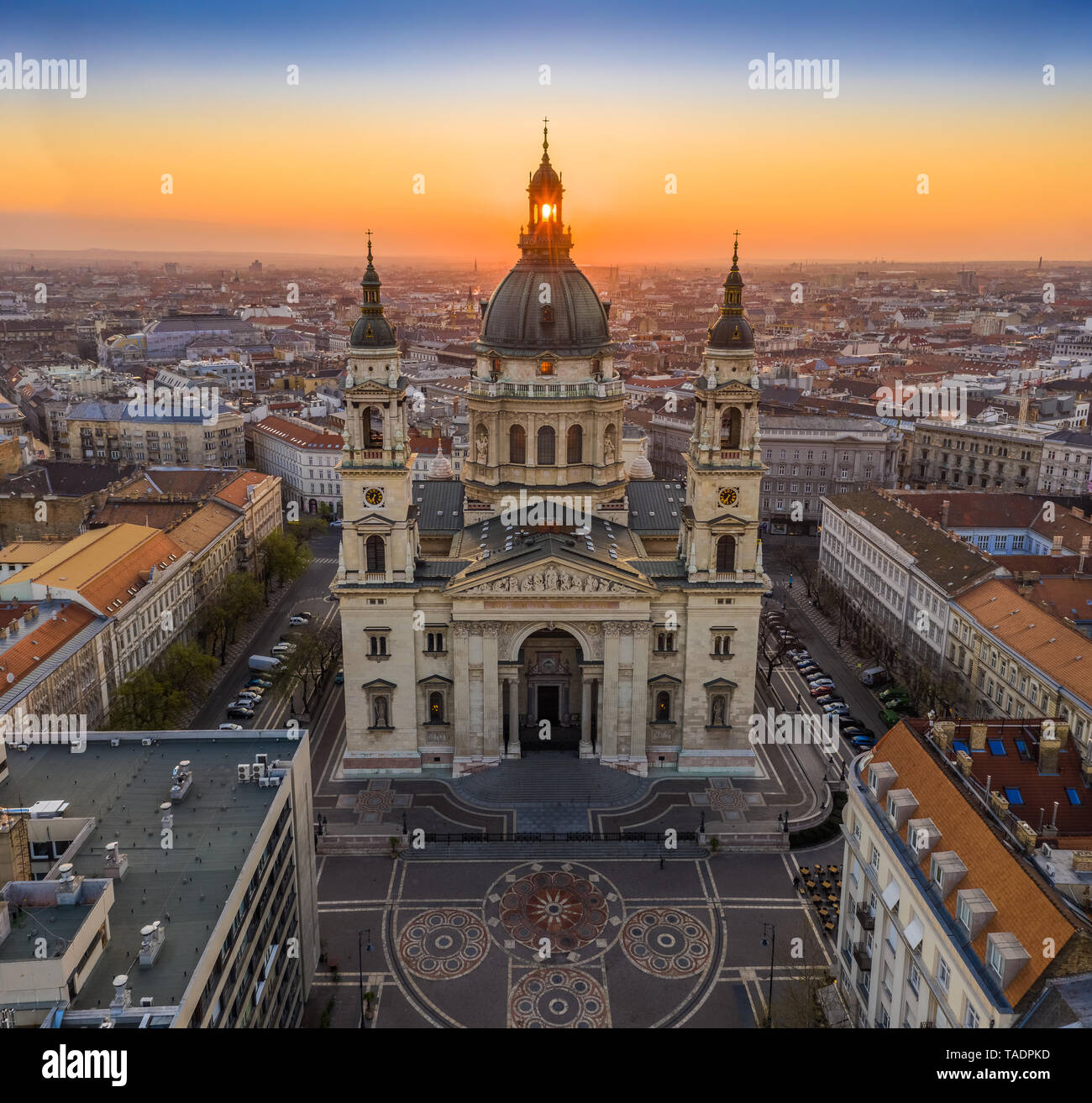 Budapest, Hungary - Aerial view of famous St. Stephen's Basilica in the ...