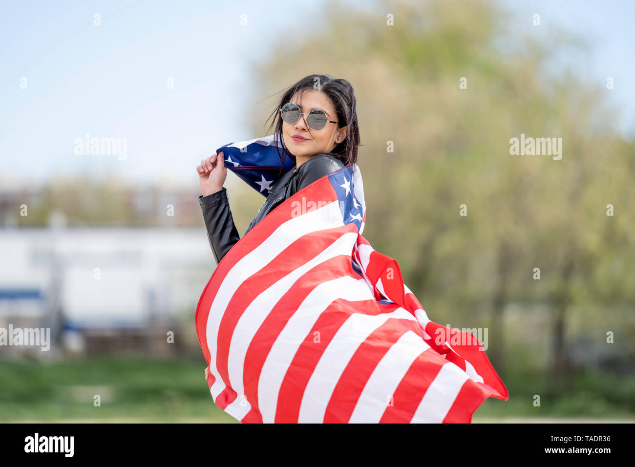 Young woman national flag hi-res stock photography and images - Alamy