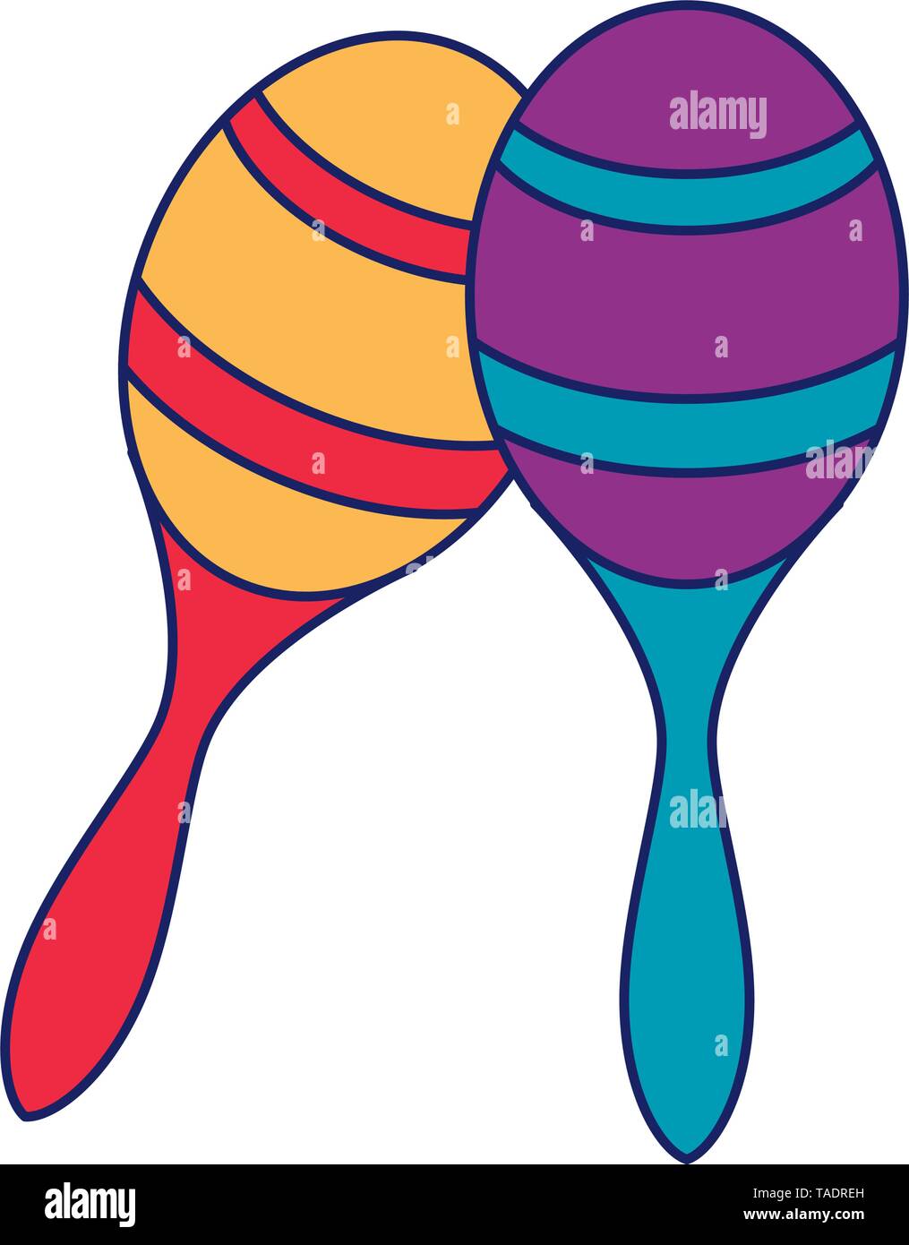 Maracas music instrument cartoon isolated blue lines Stock Vector Image ...
