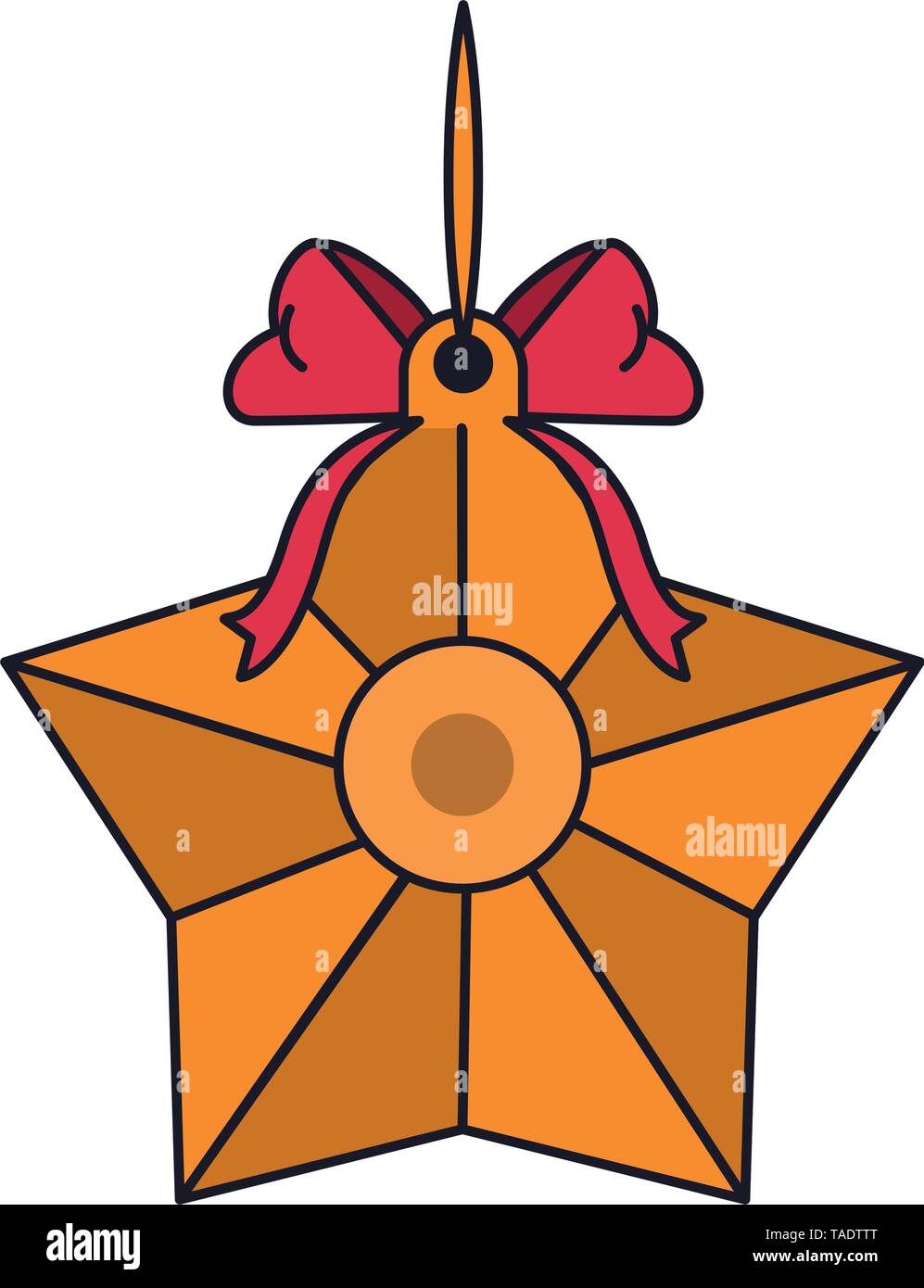 Christmas star with bow cartoon isolated Stock Vector Image & Art - Alamy
