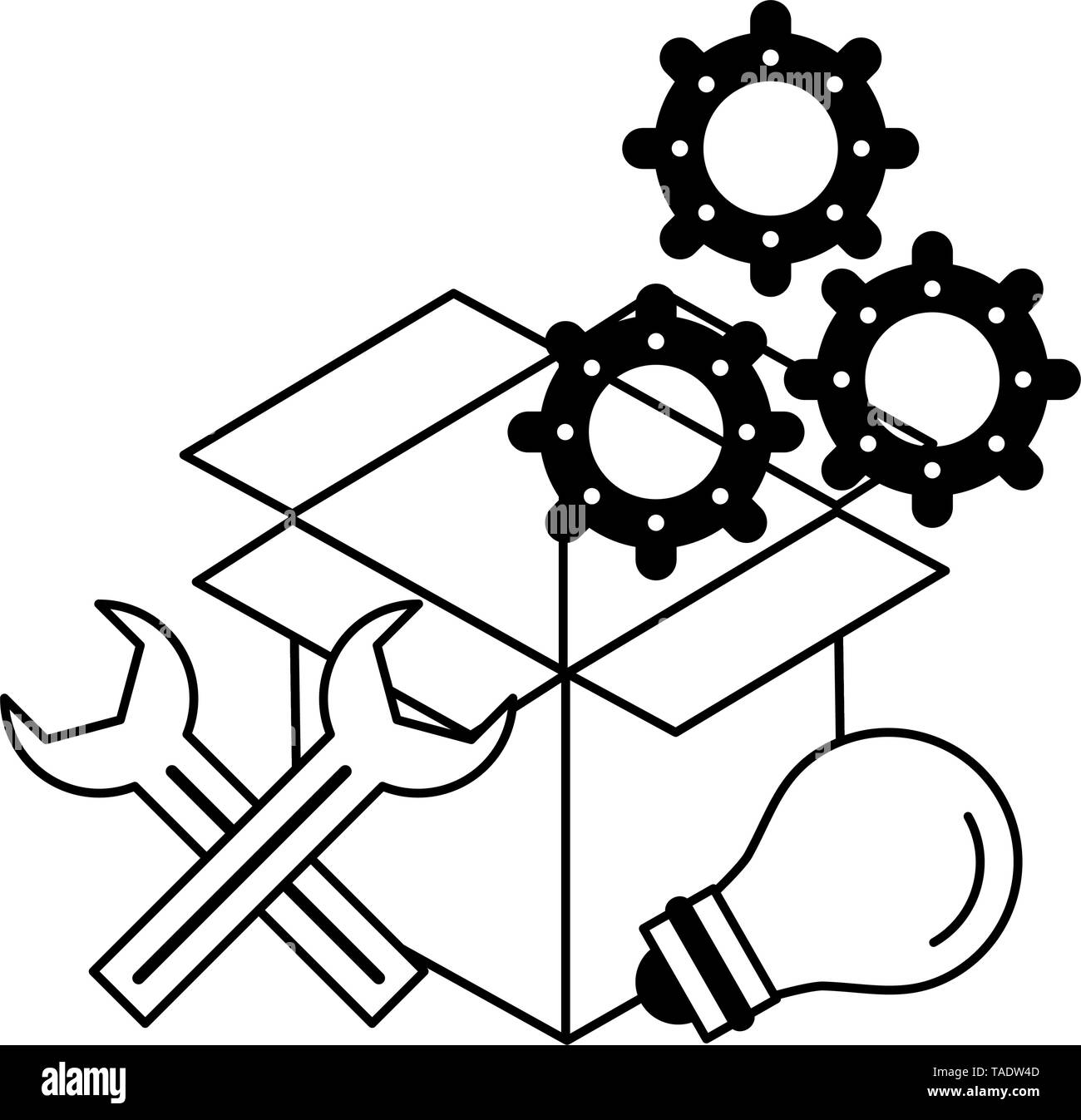Technical support technology symbols in black and white Stock Vector ...