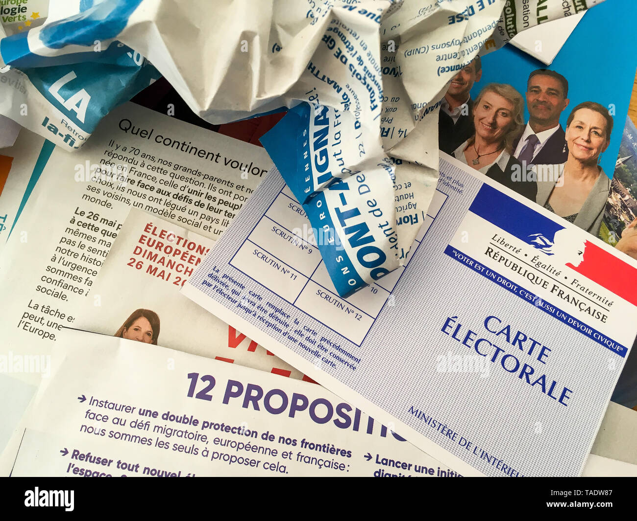 French voting card and electoral material, Lyon, France Stock Photo - Alamy