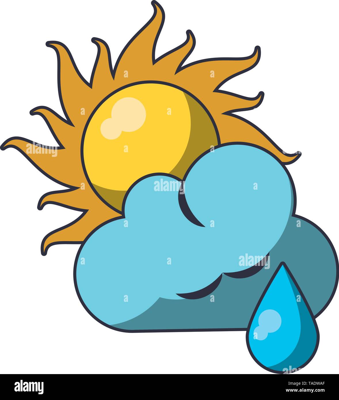 Sun and cloud with raining weather symbol Stock Vector Image & Art - Alamy