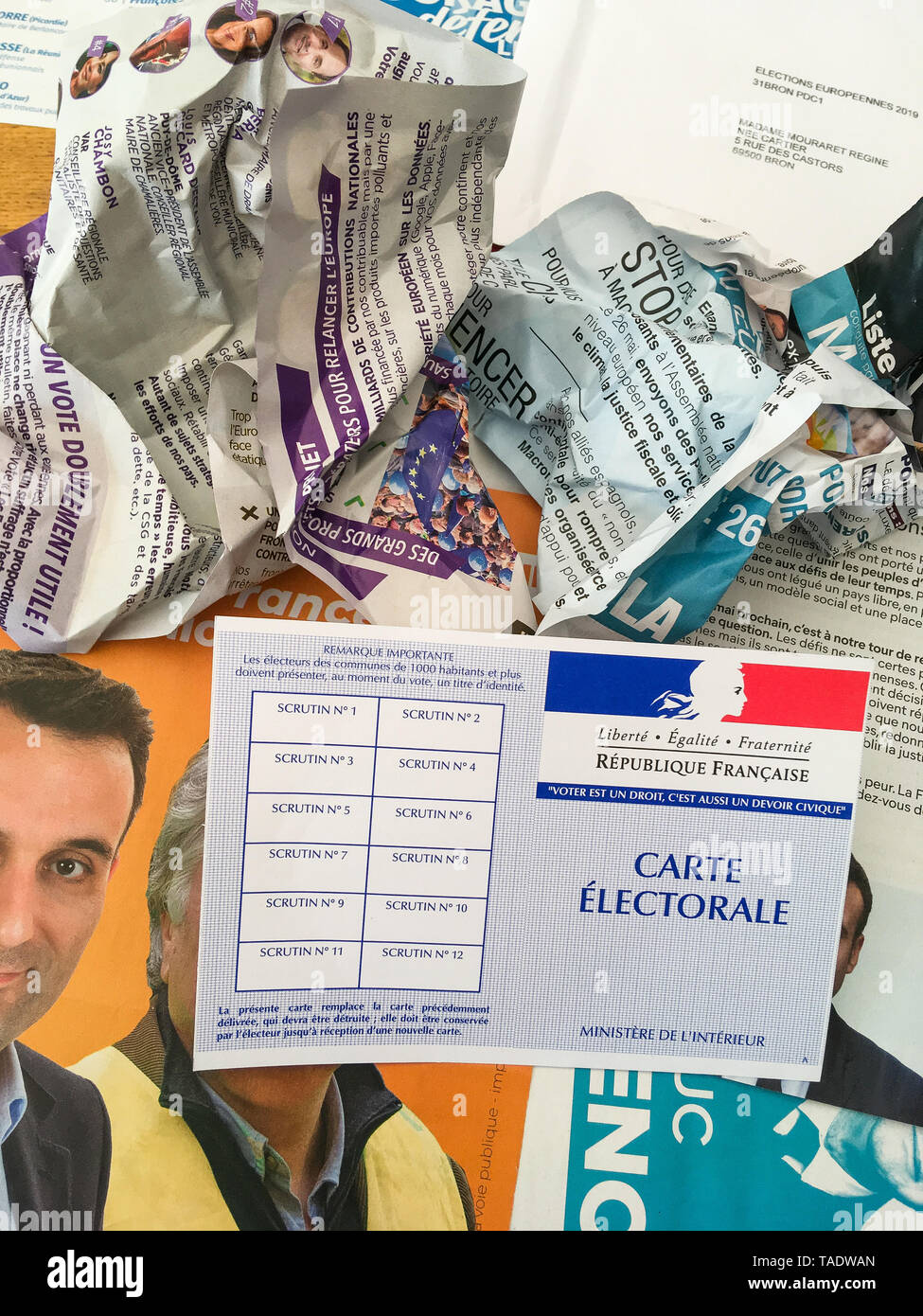 French voting card and electoral material, Lyon, France Stock Photo - Alamy