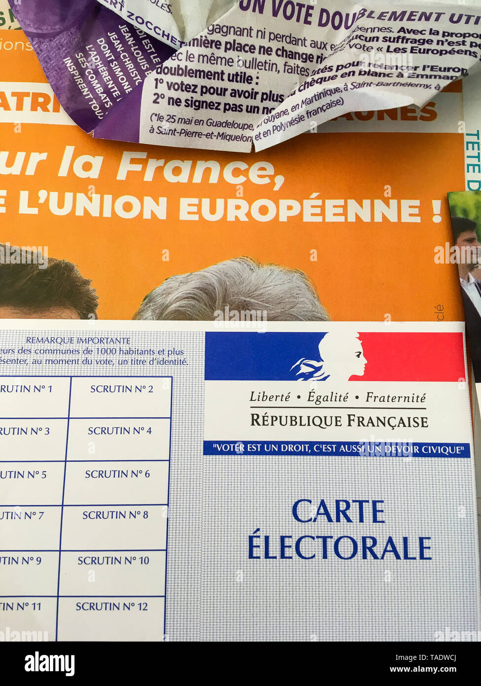 French voting card and electoral material, Lyon, France Stock Photo - Alamy