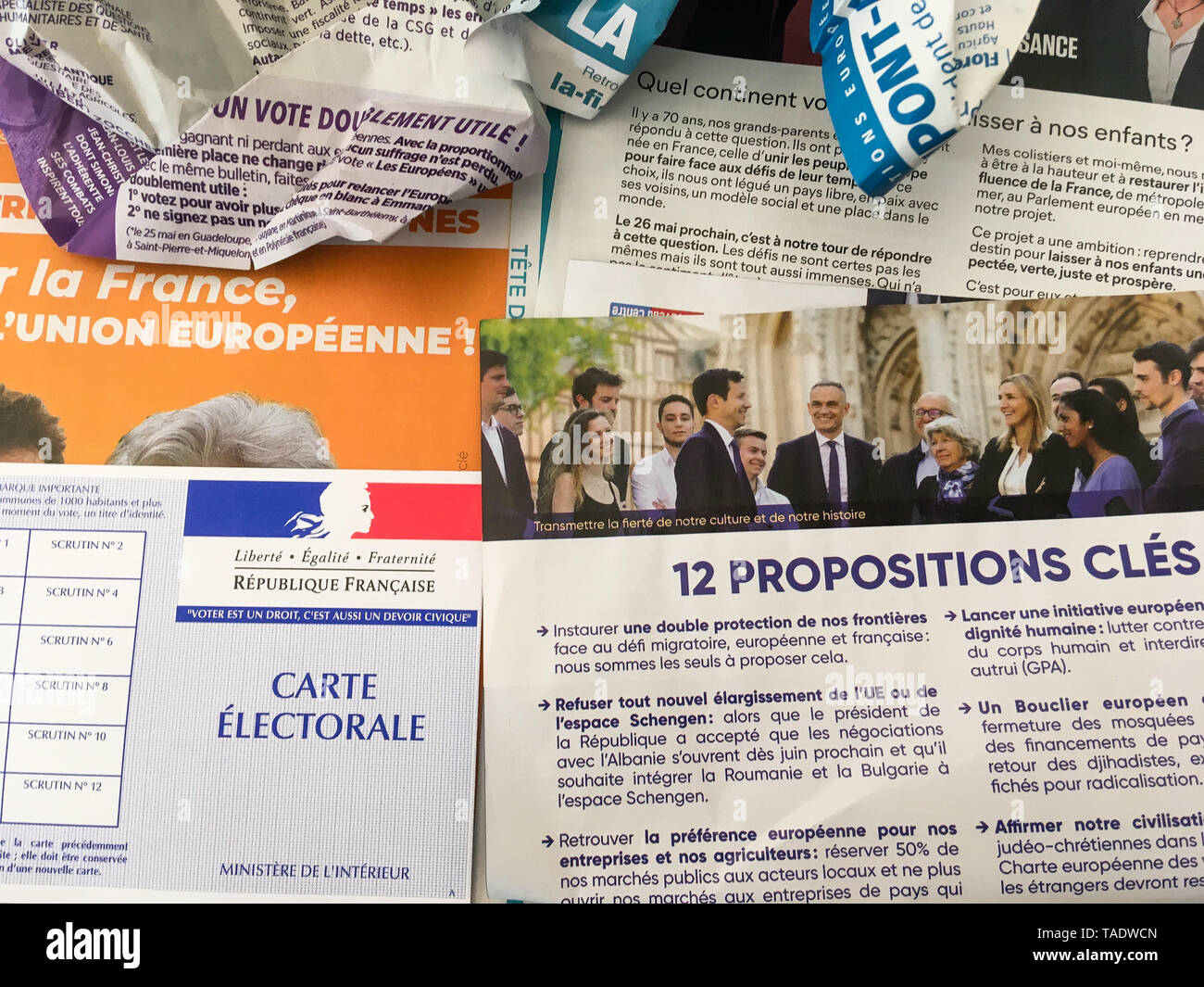 French voting card and electoral material, Lyon, France Stock Photo - Alamy