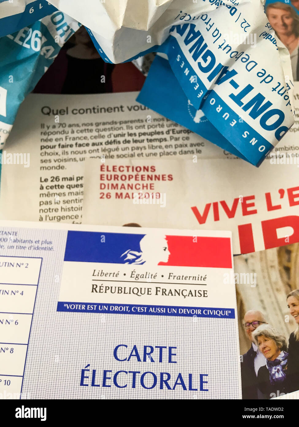 French voting card and electoral material, Lyon, France Stock Photo - Alamy