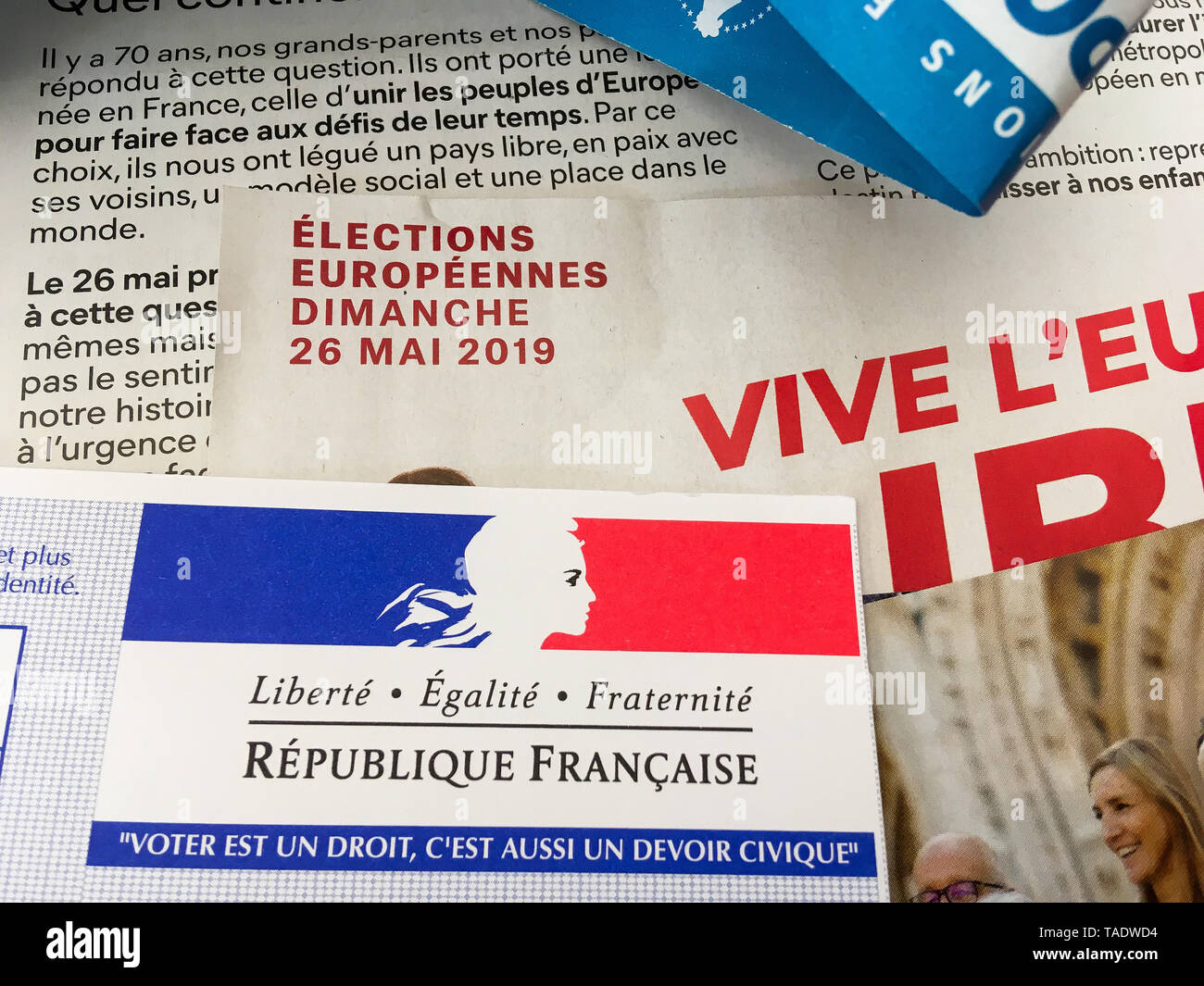 French voting card and electoral material, Lyon, France Stock Photo - Alamy