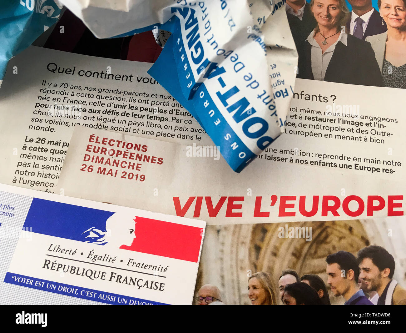 French voting card and electoral material, Lyon, France Stock Photo - Alamy