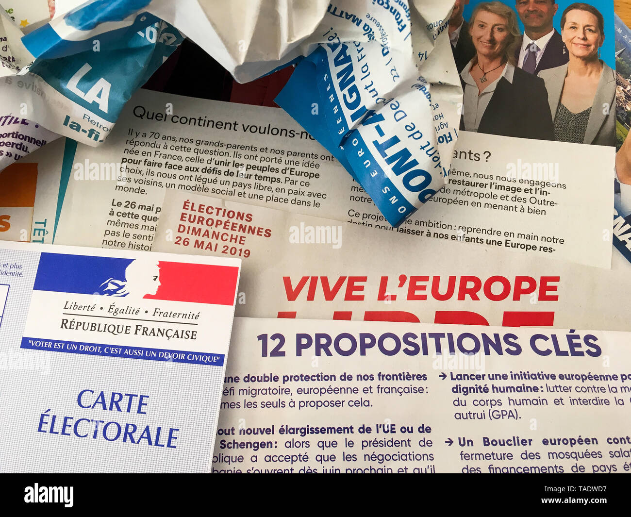 French voting card and electoral material, Lyon, France Stock Photo - Alamy
