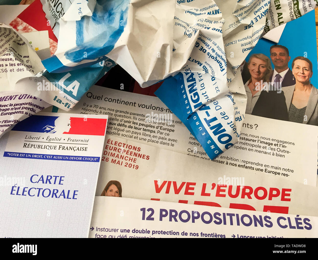 French voting card and electoral material, Lyon, France Stock Photo - Alamy
