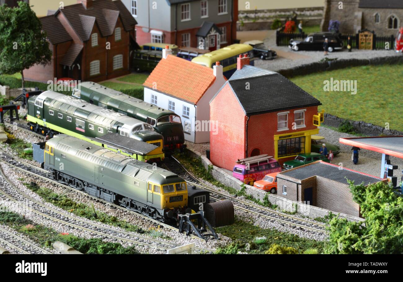 A model of a Diesel shunting yard in OO scale Stock Photo - Alamy