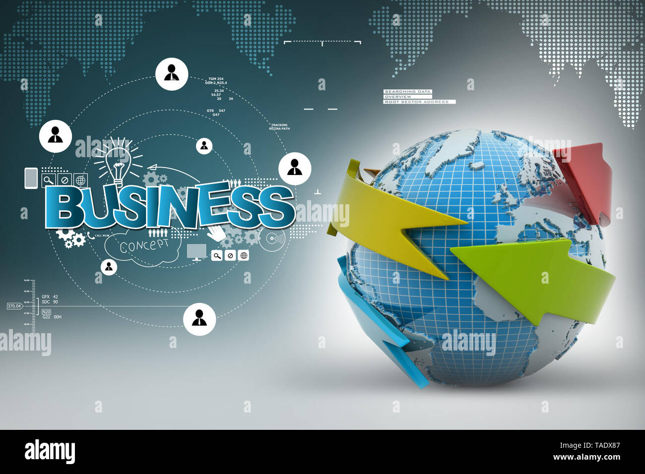 Earth with arrow circle around Stock Photo - Alamy