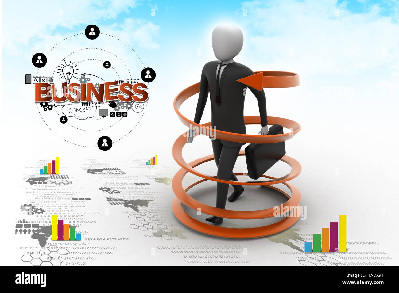 3d man business success concept Stock Photo - Alamy