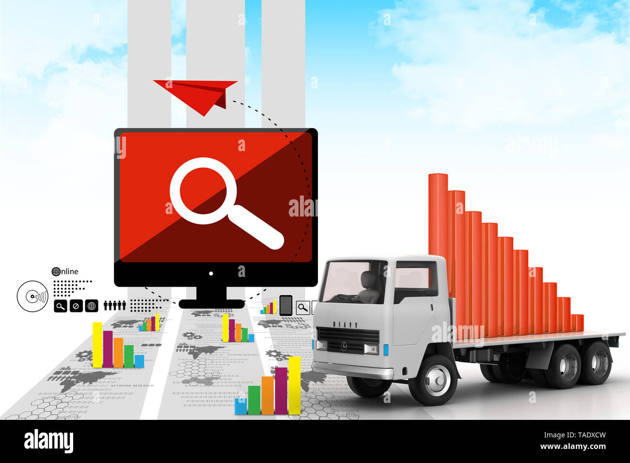 Transportation of business graph in truck Stock Photo - Alamy