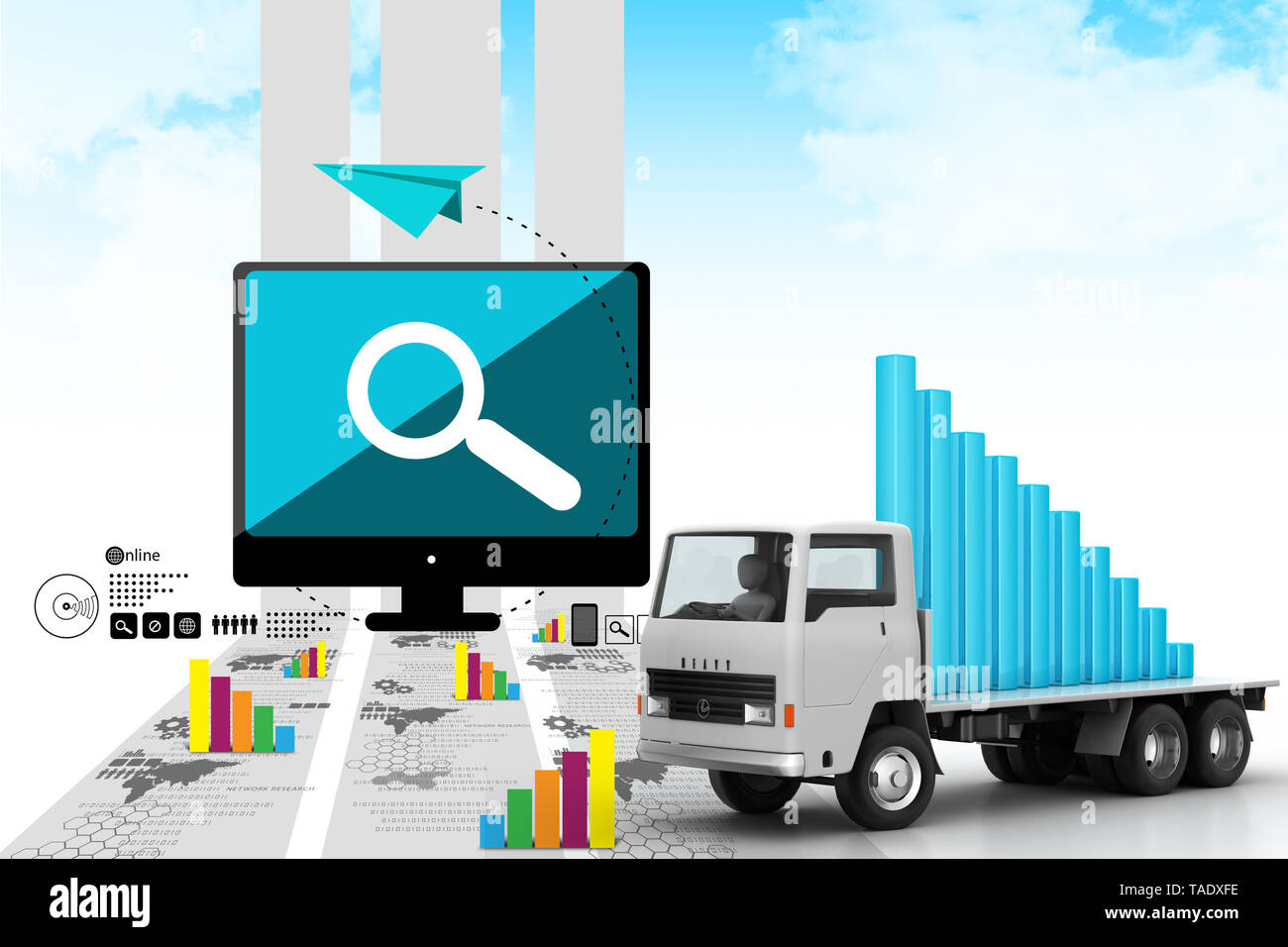 Transportation of business graph in truck Stock Photo - Alamy