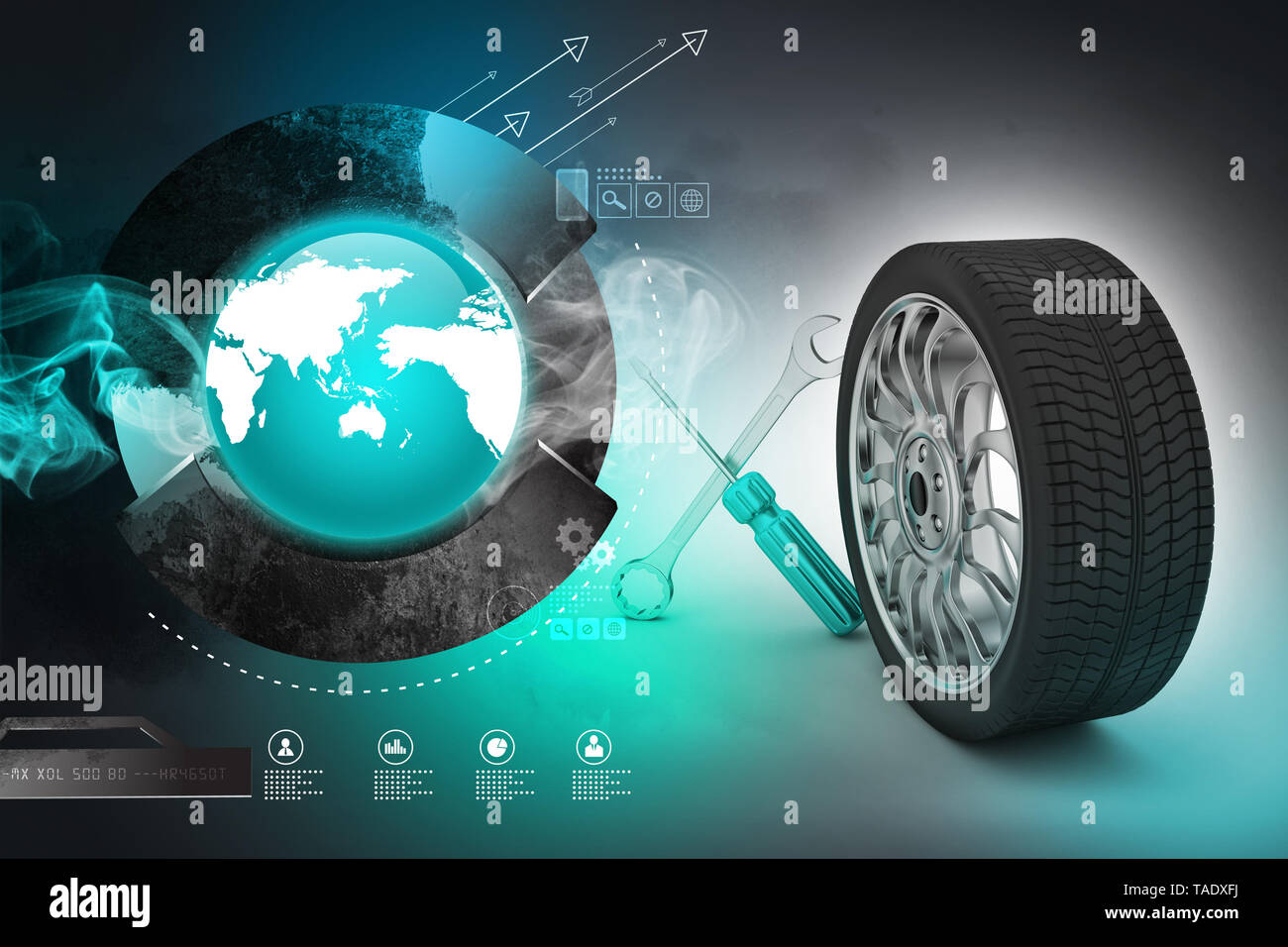 3d tires replacement concept Stock Photo - Alamy