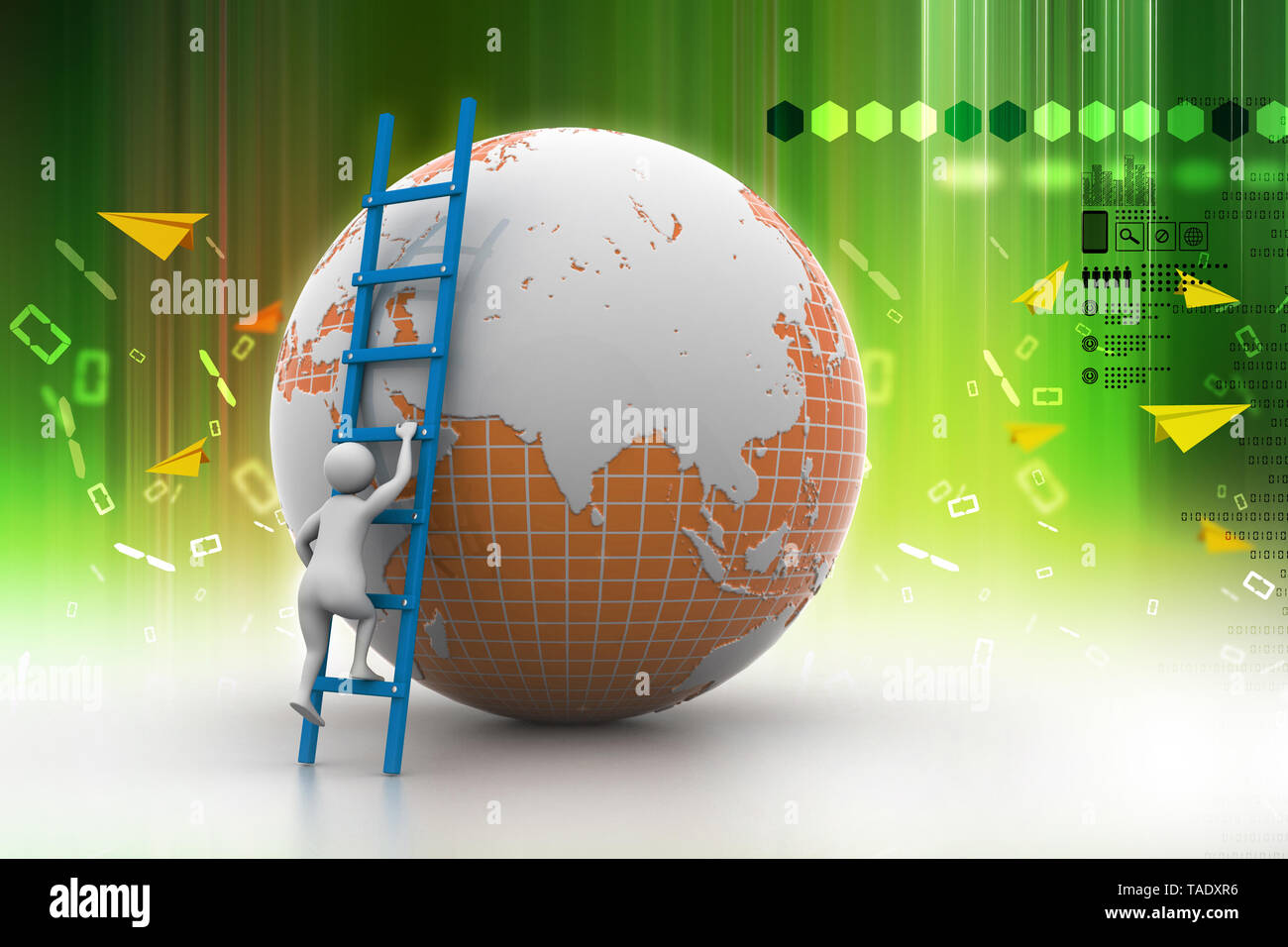 Earth globe and ladder Stock Photo - Alamy