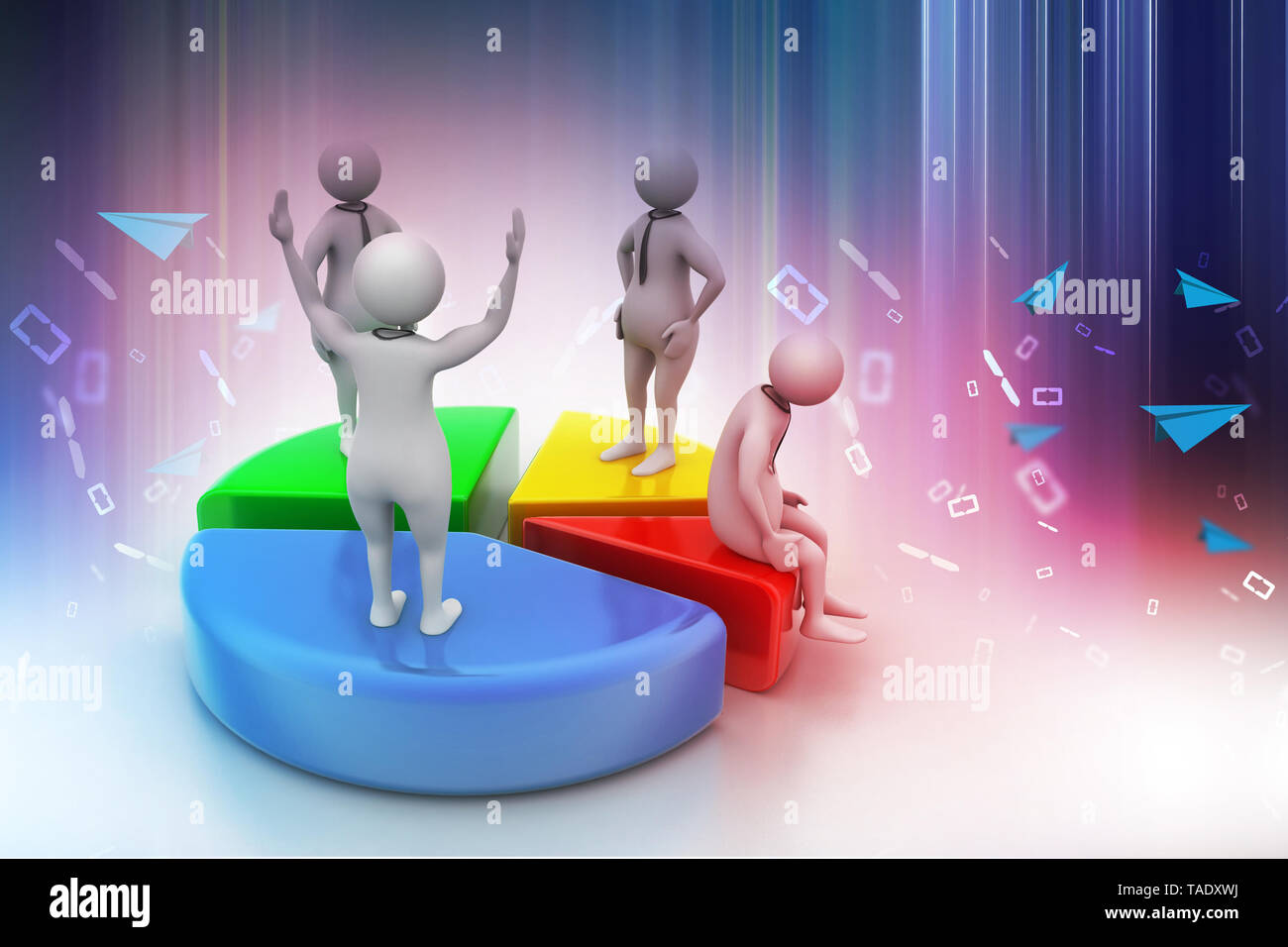 3d people with pie chart, business competition Stock Photo - Alamy