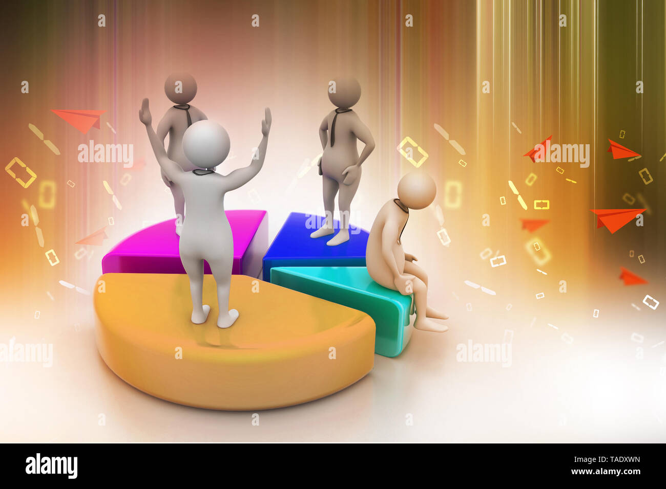 3d people with pie chart, business competition Stock Photo - Alamy