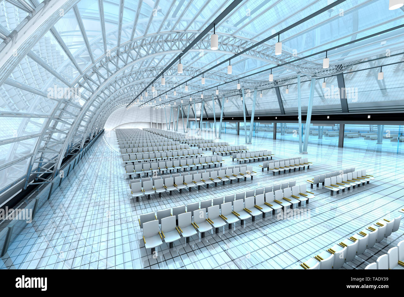 3D Rendered Illustration, Architecture visualization of an airport ...