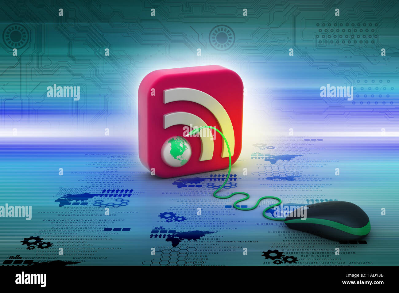 computer mouse with RSS icon Stock Photo - Alamy