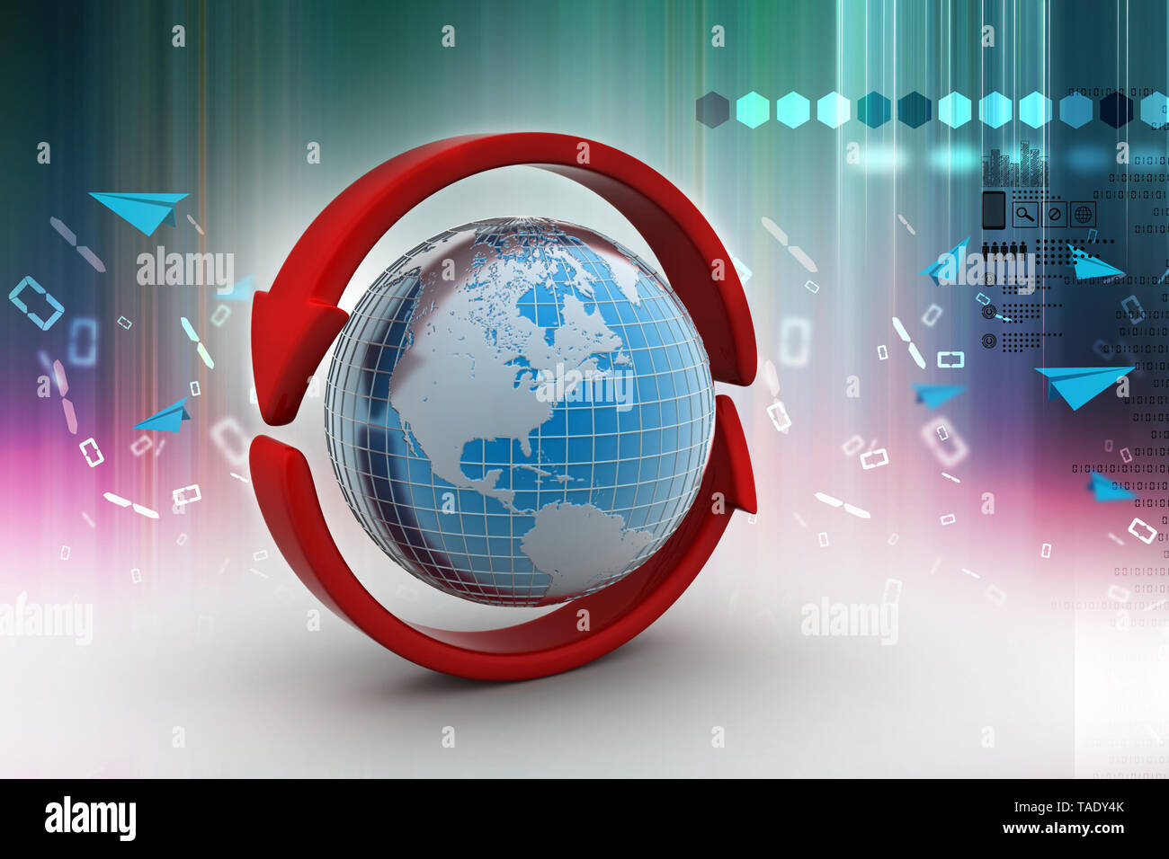 Earth with arrow circle around Stock Photo - Alamy