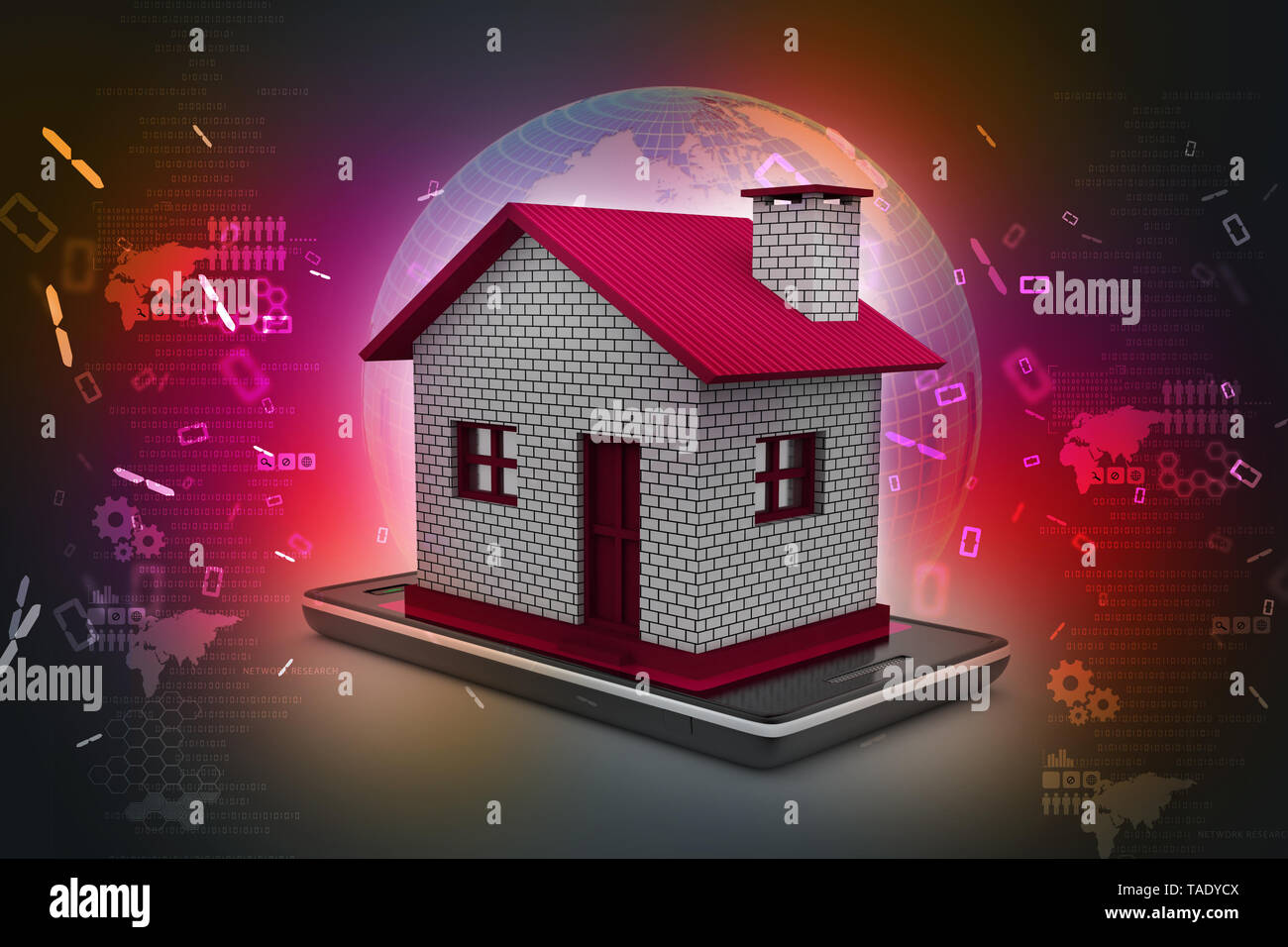 home with smart phone Stock Photo - Alamy