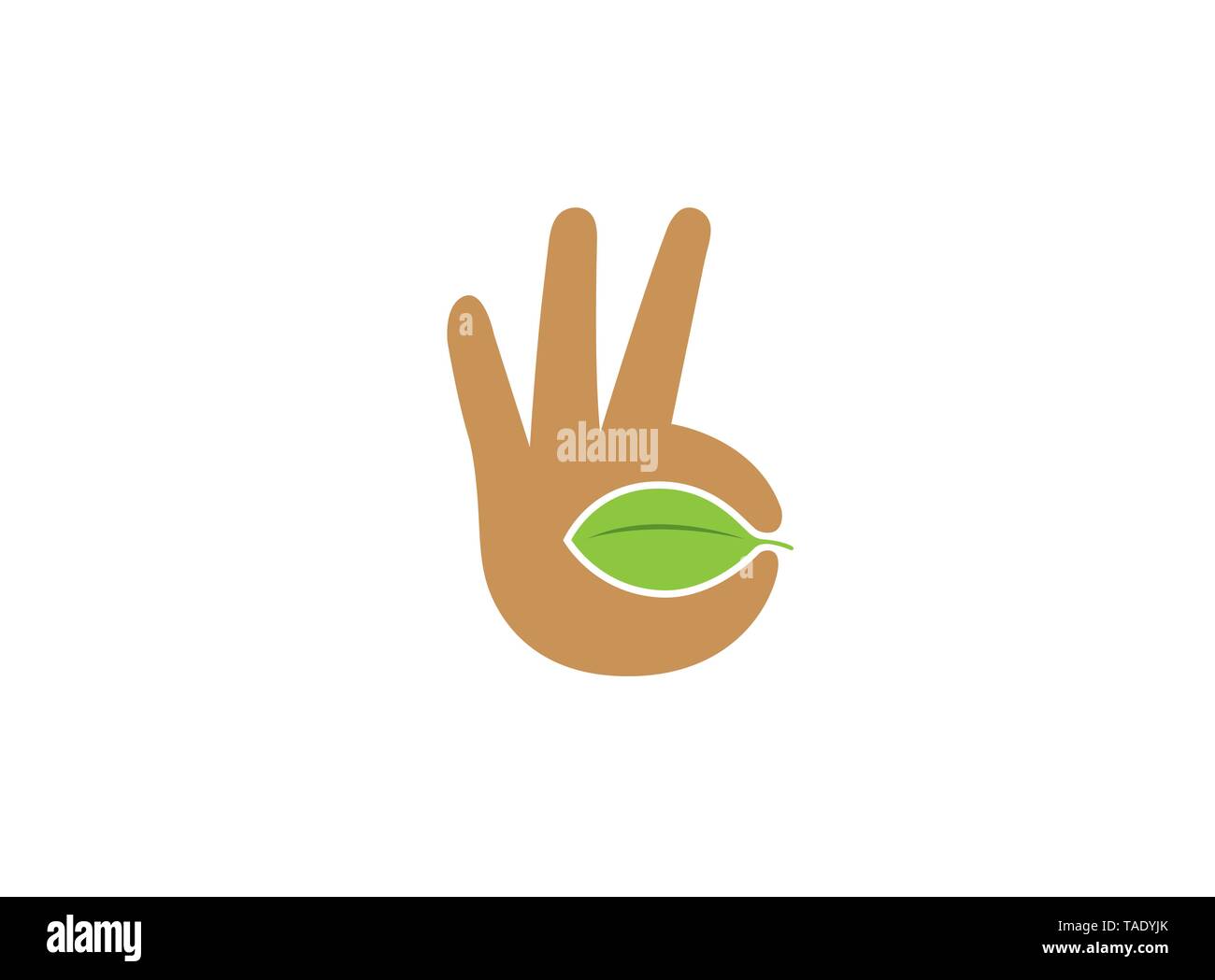 Creative Hand Sign Leaf Symbol Logo Stock Vector Image & Art - Alamy